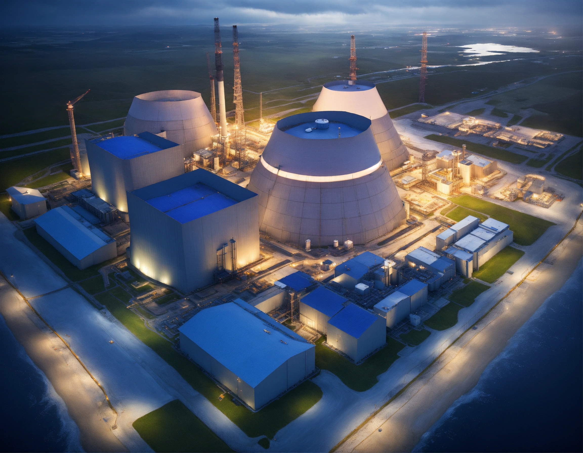 Lexica - Top view of the construction of a nuclear power plant, an atom ...