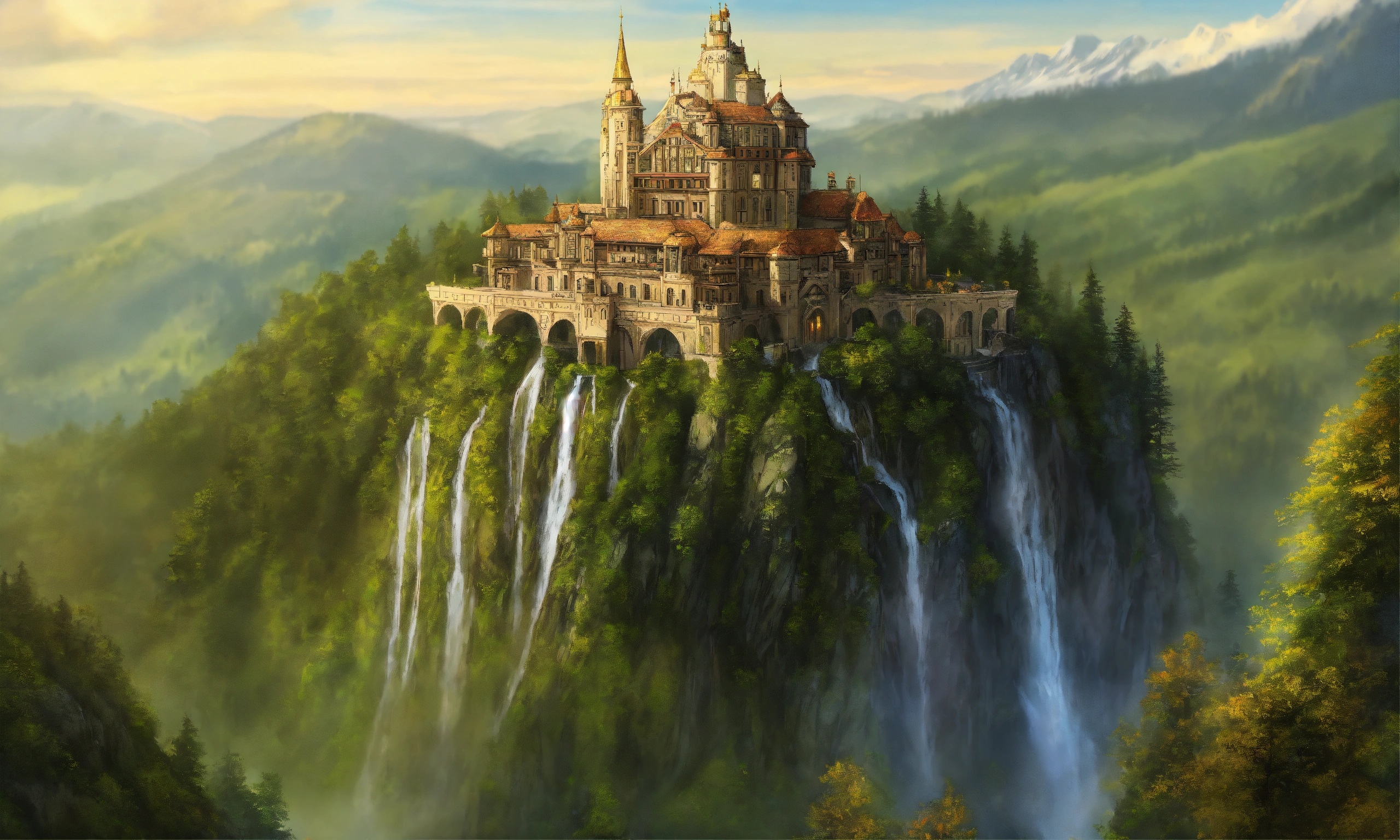 Lexica - Drawing of a fully shown elegant high elf sci fi palace ...