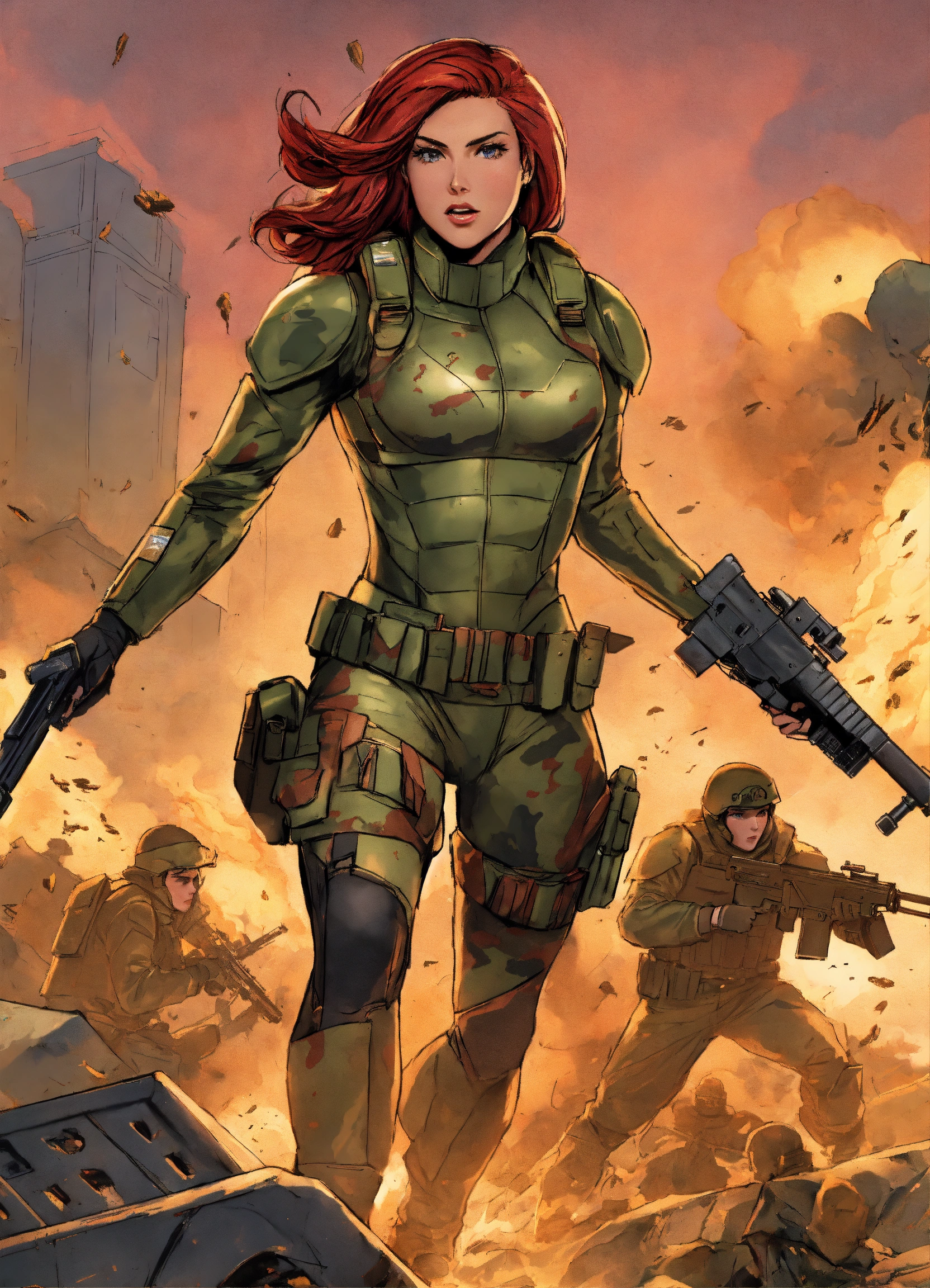 Lexica - Female G. I. Joe Scarlett wearing camo metal military armor in ...