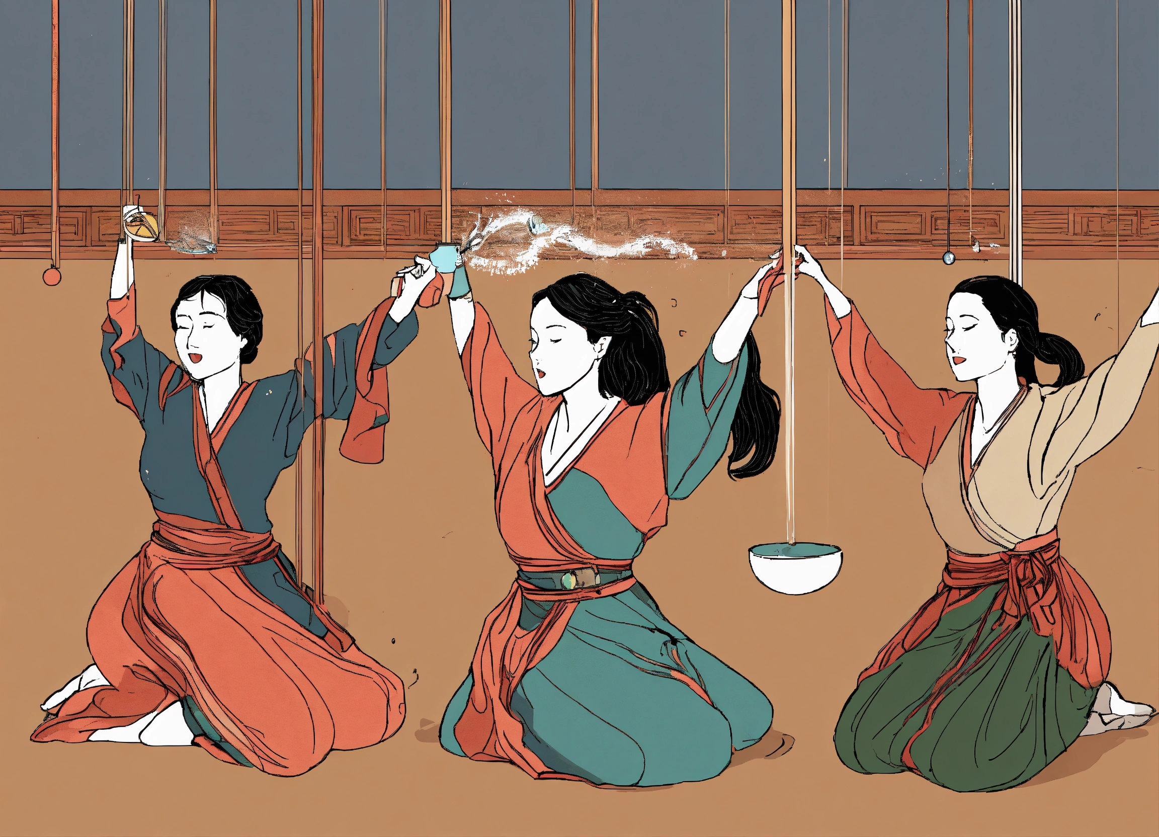 Lexica - Illustration of a group of women doing pendulum dousing