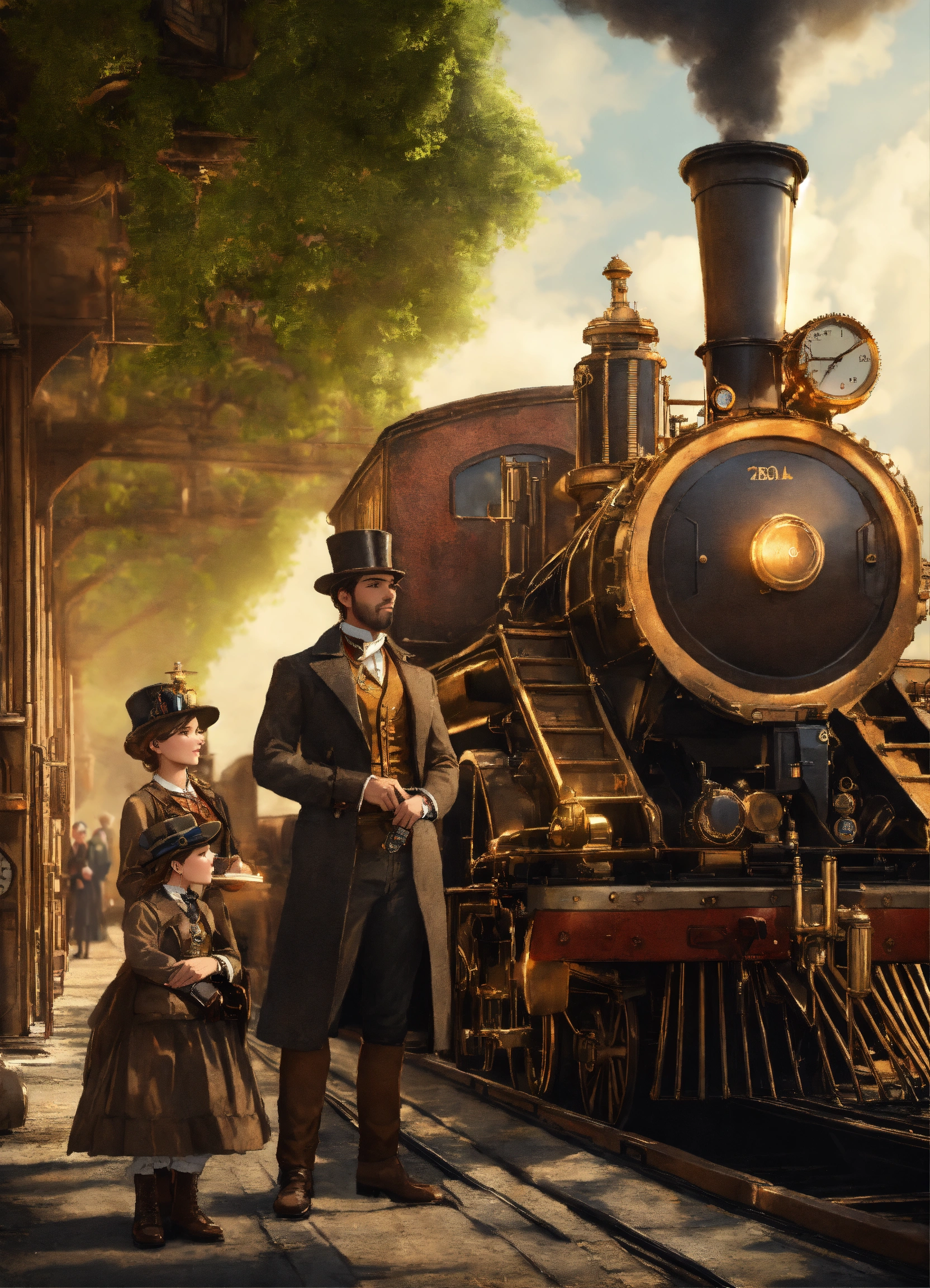 Lexica - A steampunk railway with a family waiting to get on perfect ...