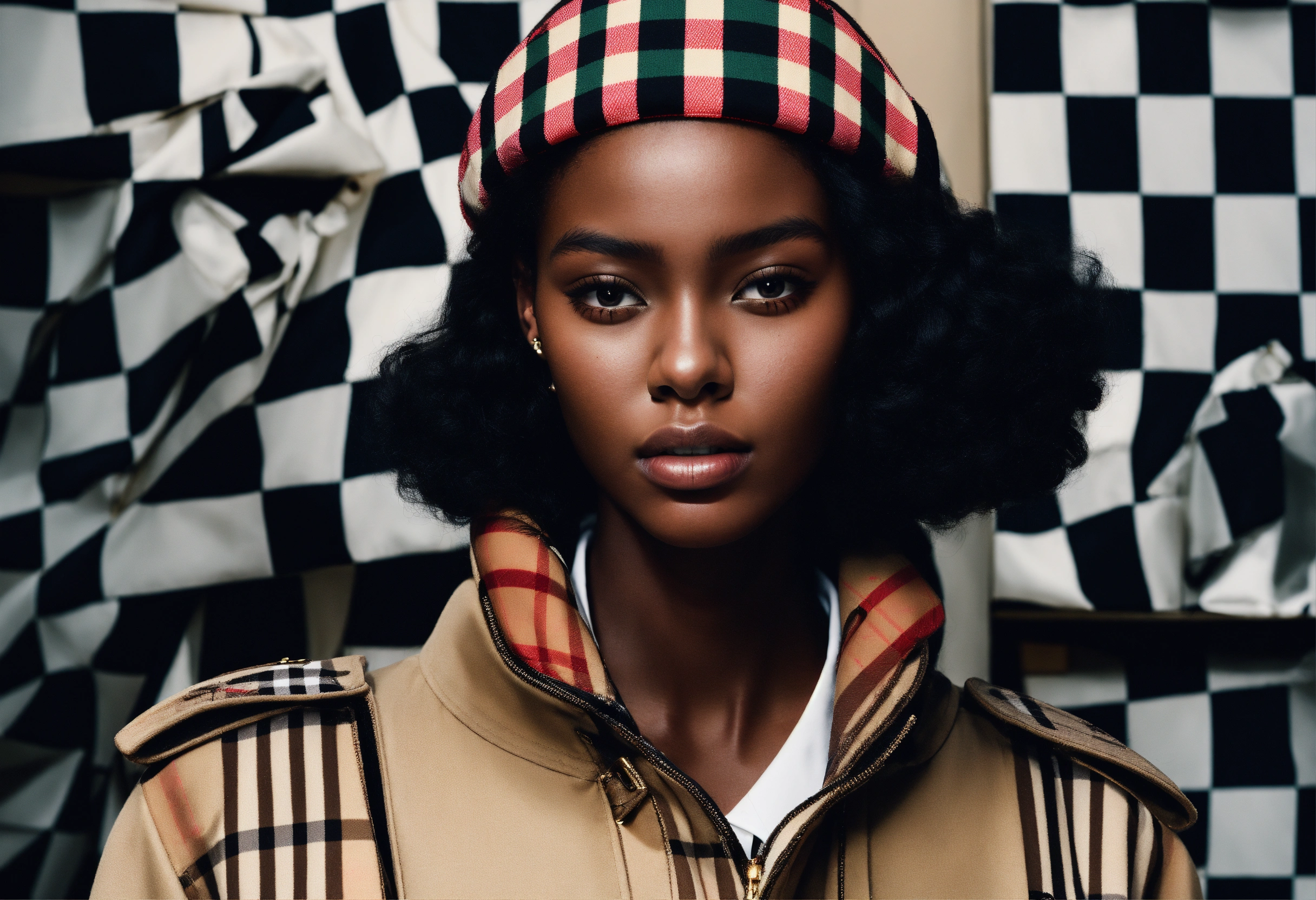 Lexica - Beautiful black girl on Burberry catwalk, Burberry logo, photo, Burberry branded ...