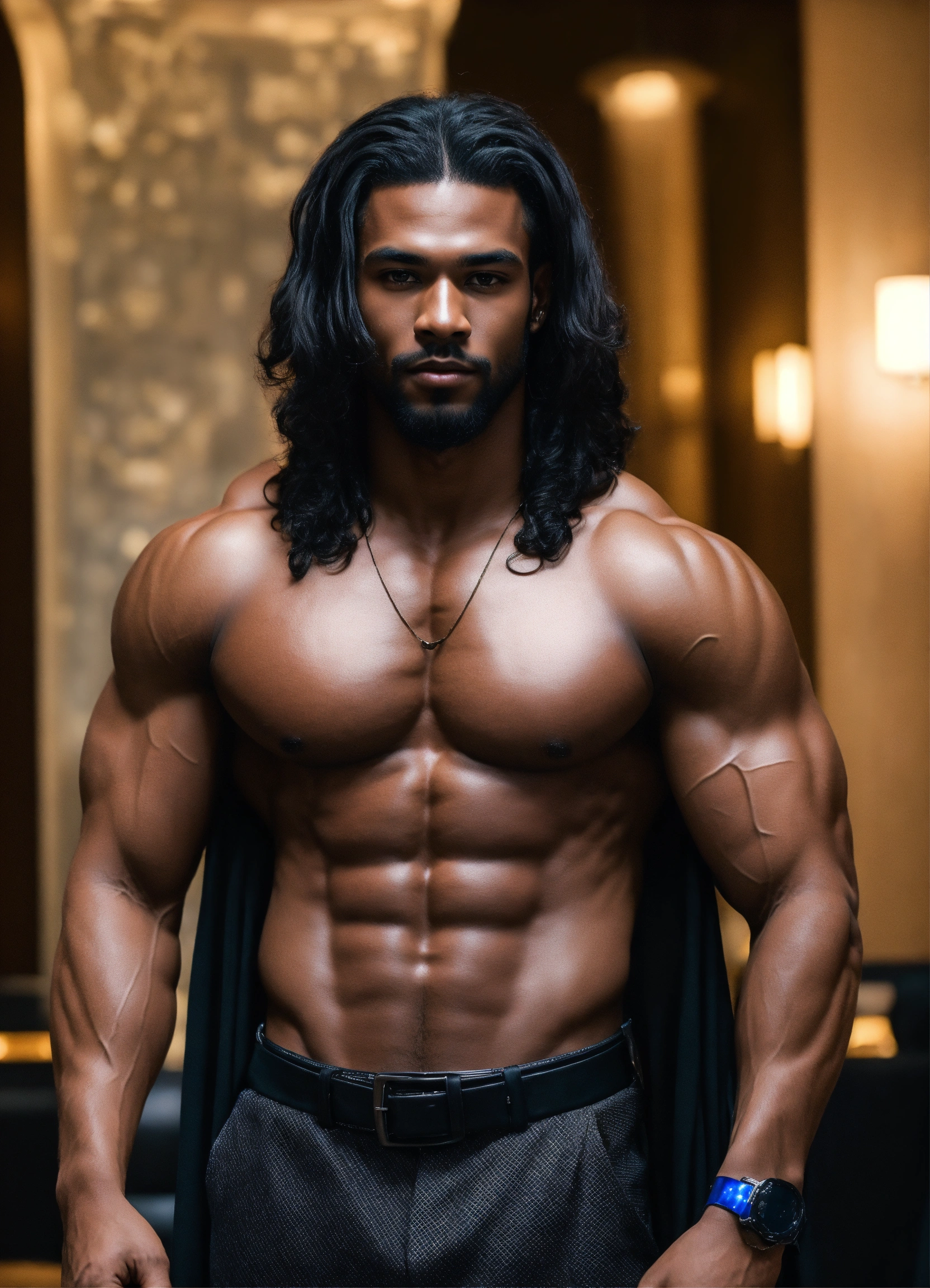 Lexica - Handsome human-looking alien male. With black skin. Arab ...