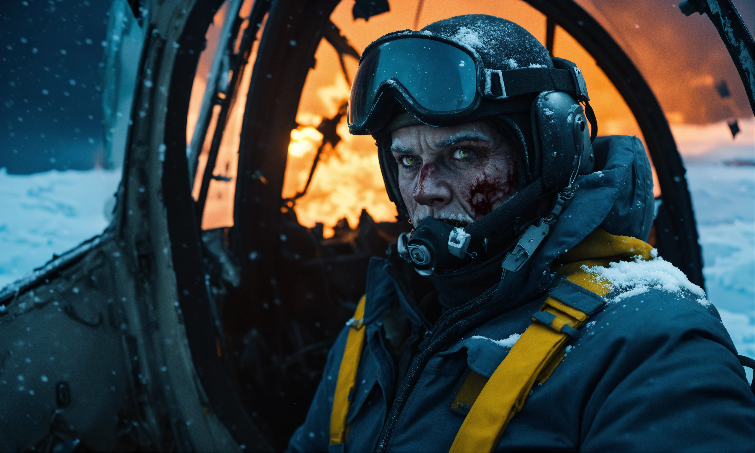 Lexica - Scary zombie-pilot sitting near crashed plane in Antarctica ...