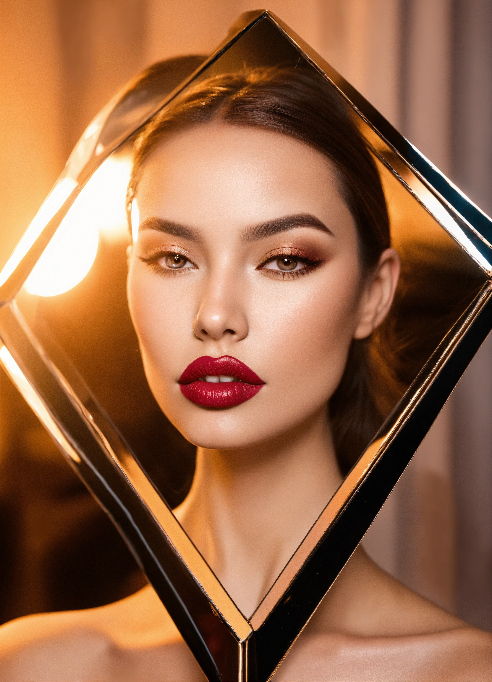 Lexica - Lips makeup in topbased triangle shaped mirror, beautiful ...