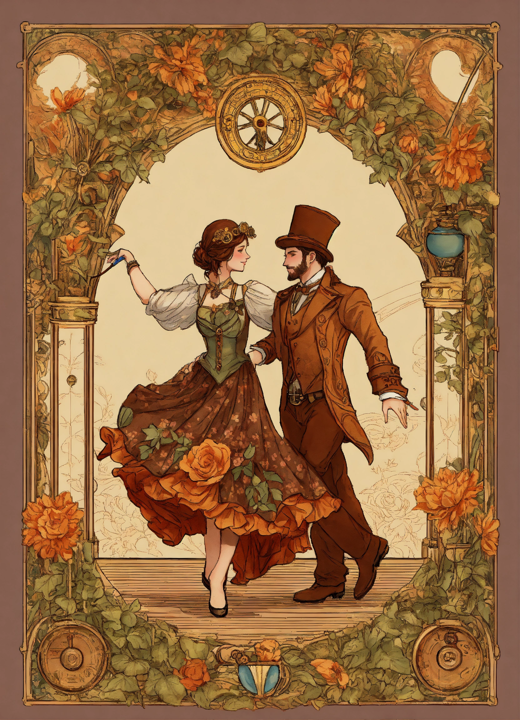 Lexica - Tarot card, man and woman dancing beneath a floral arch ...