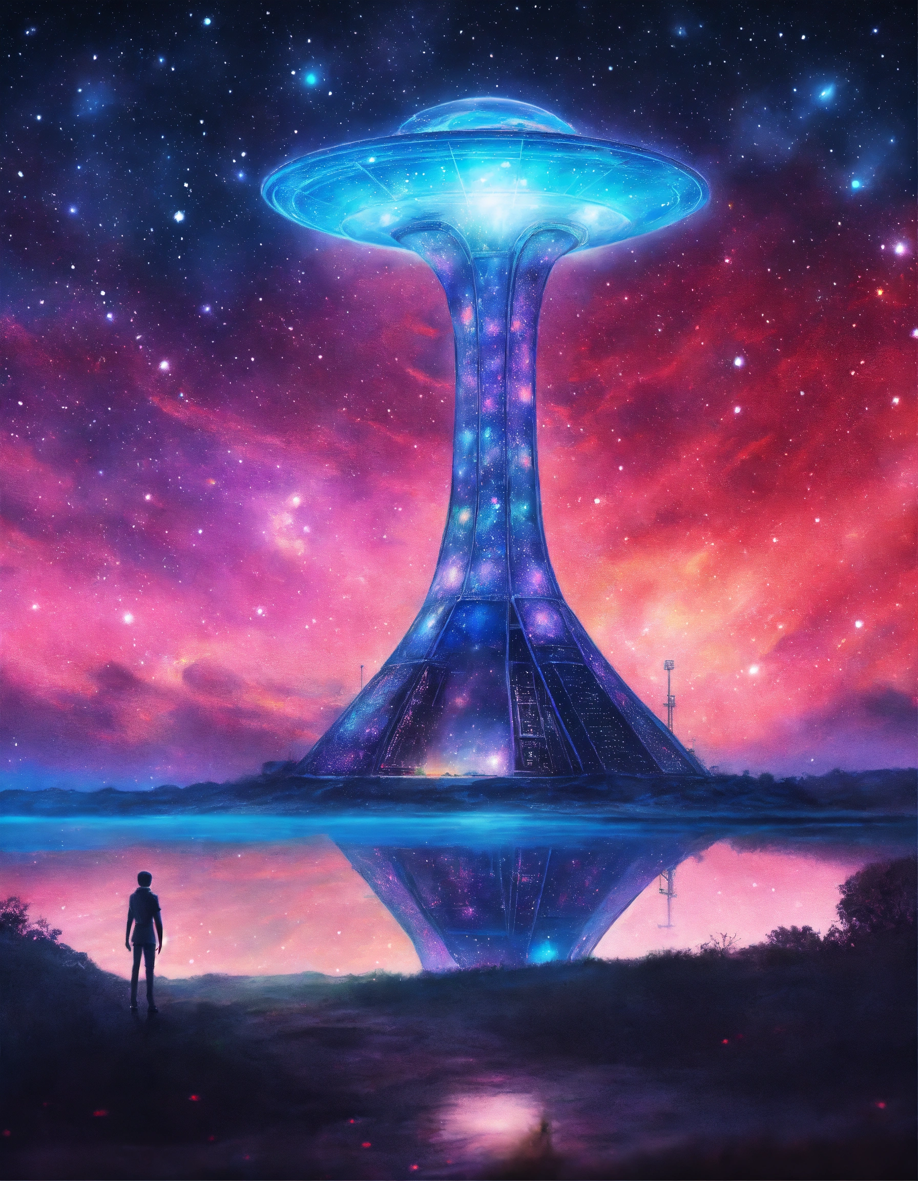 Lexica - Realistic colored pencil drawing of a cosmic illuminated alien ...