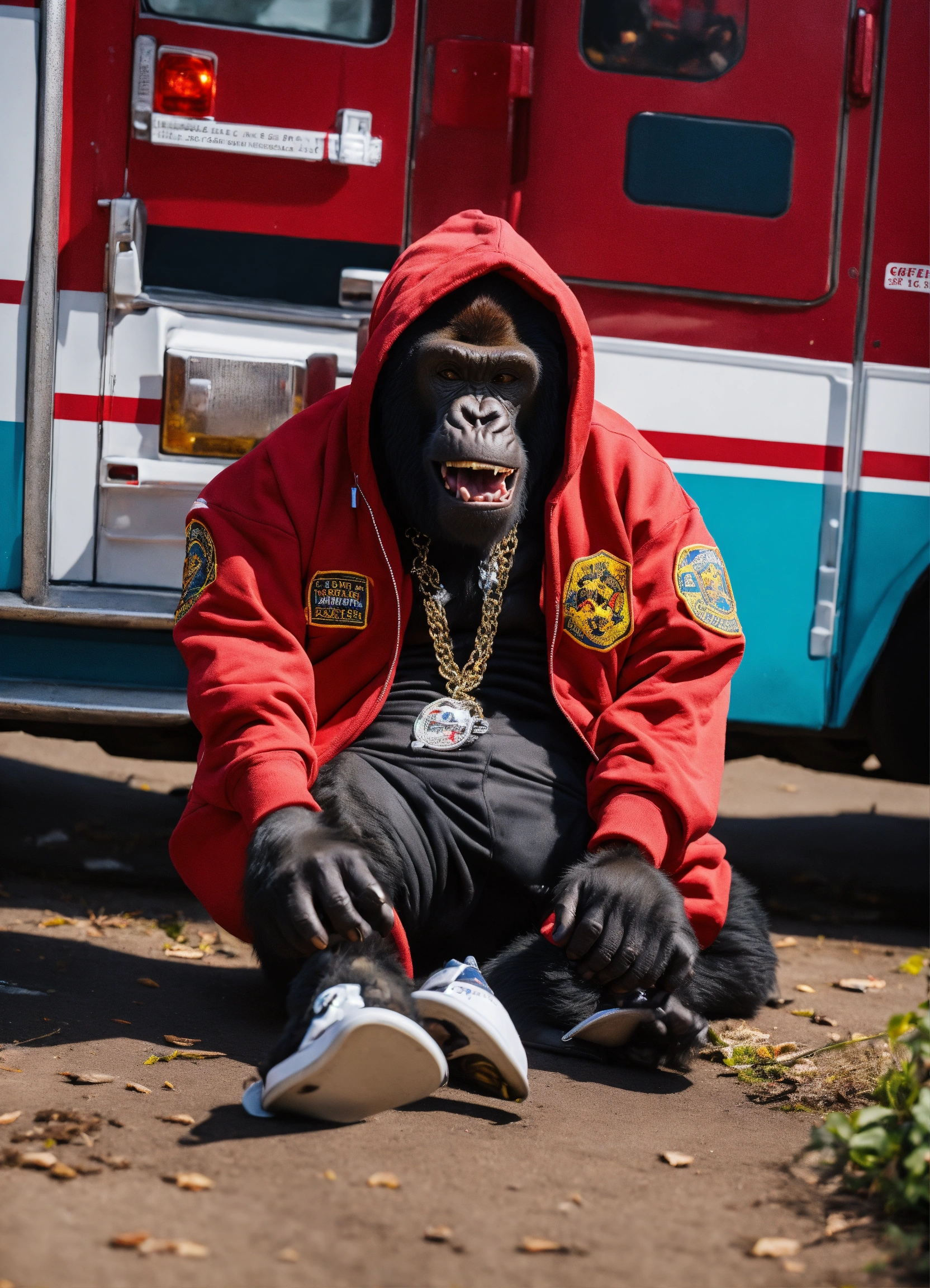 Lexica - Gangster gorilla dead from gunshot and bleeding laying dead on ...