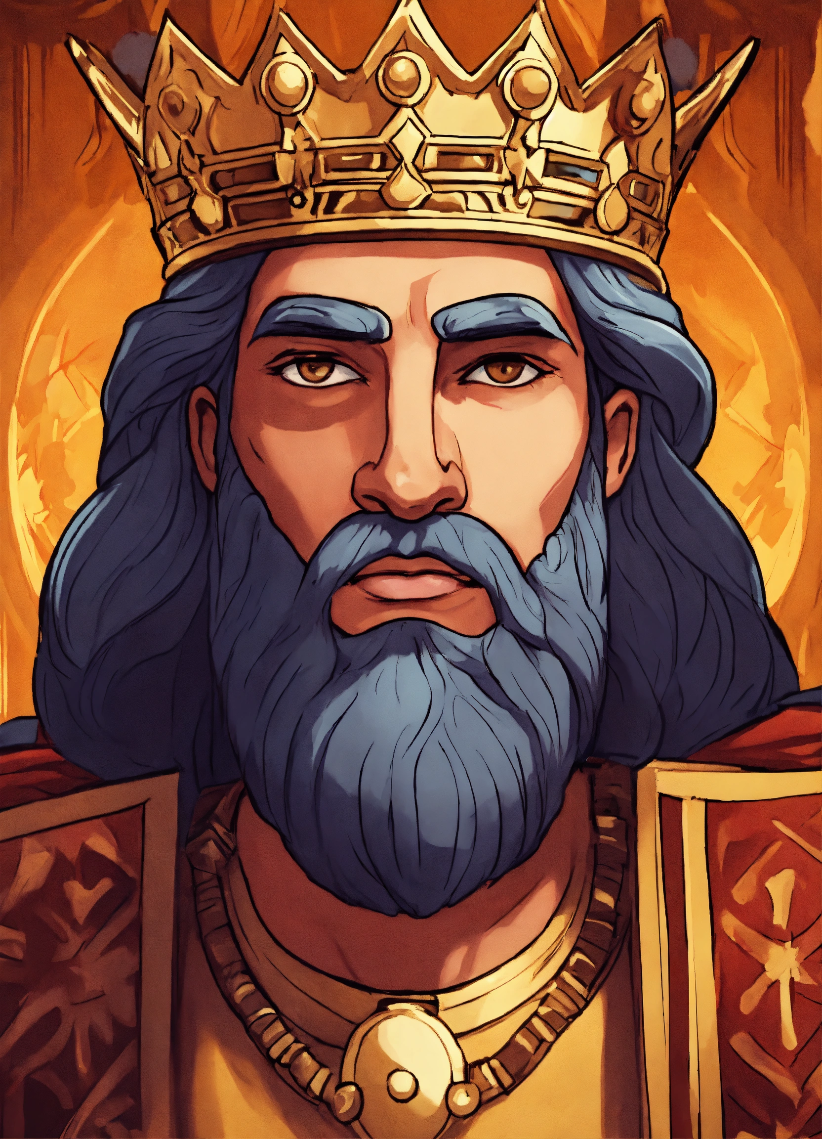 Lexica - King solomon from the bible, 2d cartoon, face closeup