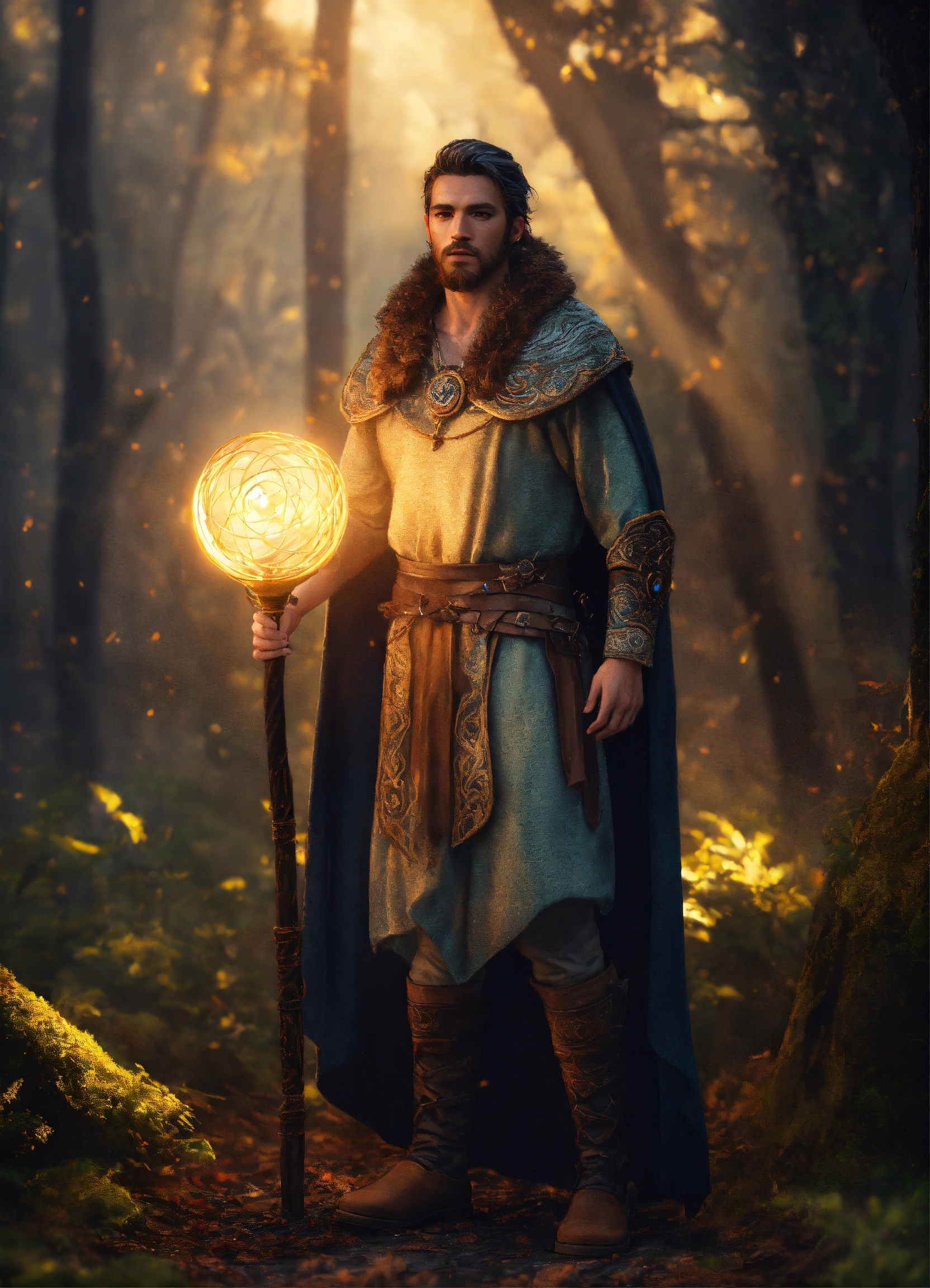 Lexica - A realistic full body portrait of a male druid, using powerful ...