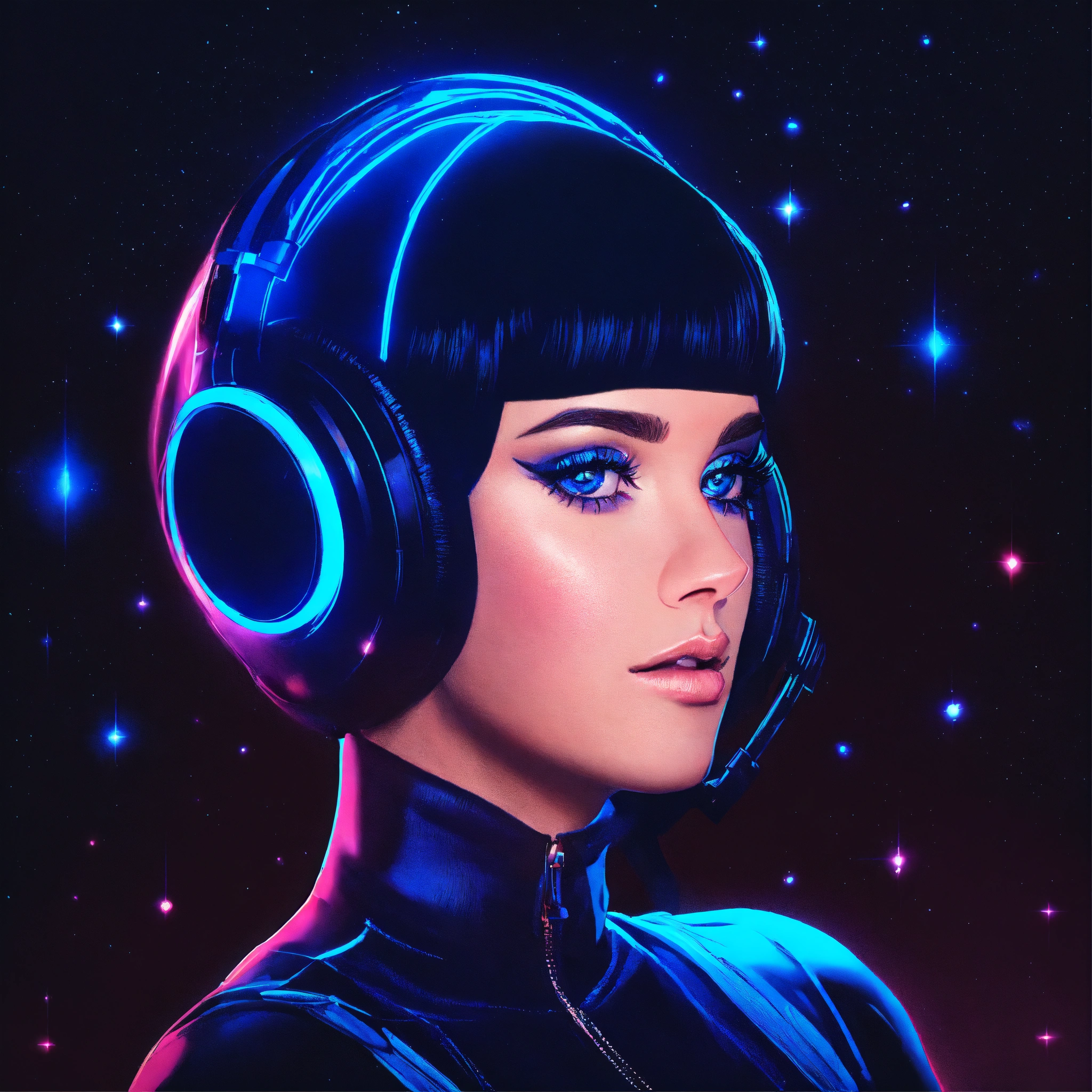 Lexica - Katy Perry, illustration, 2d, deep space dark black and blue ...