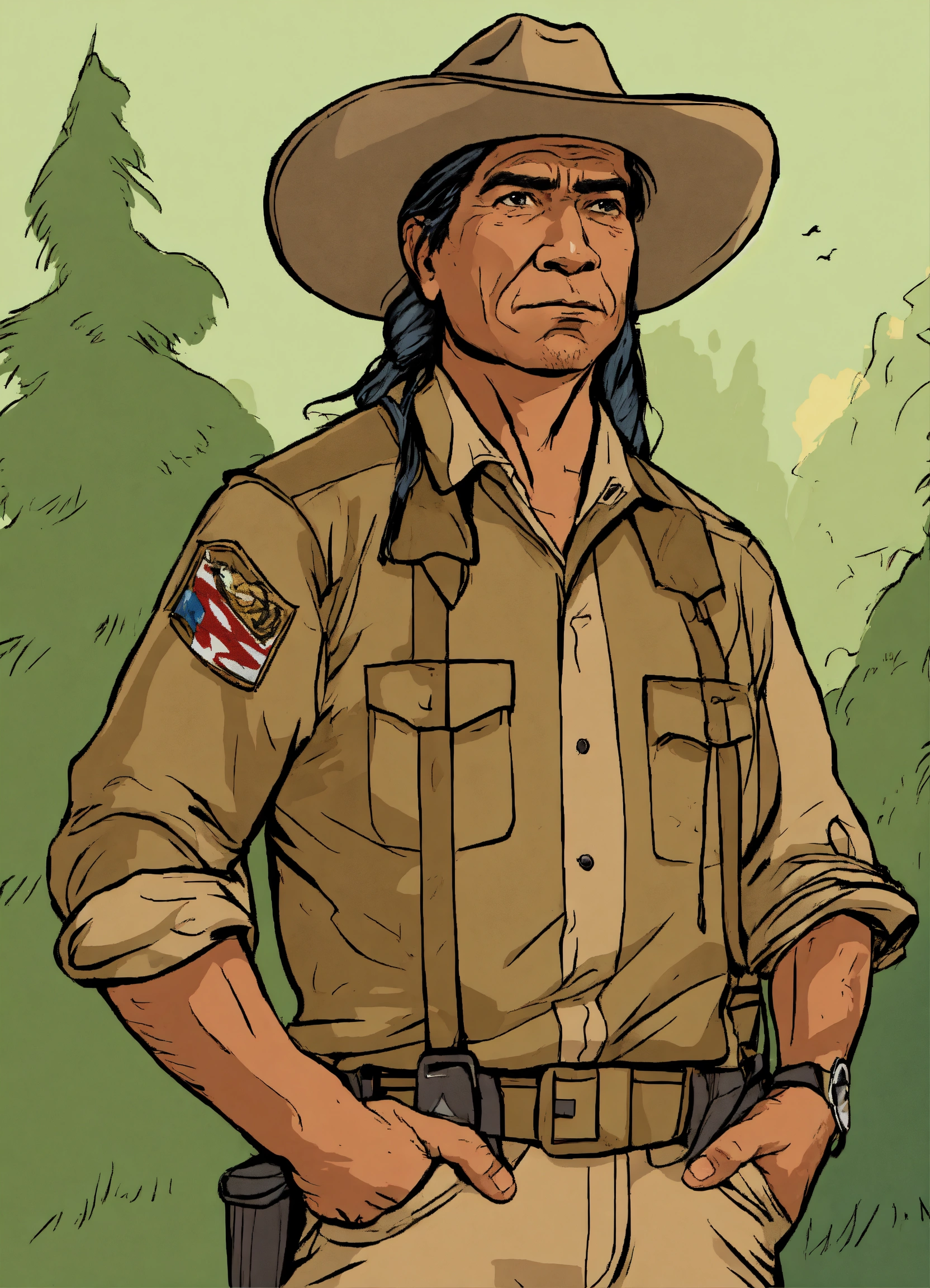 Lexica - Scared unique expressive middle-aged park ranger cherokee ...