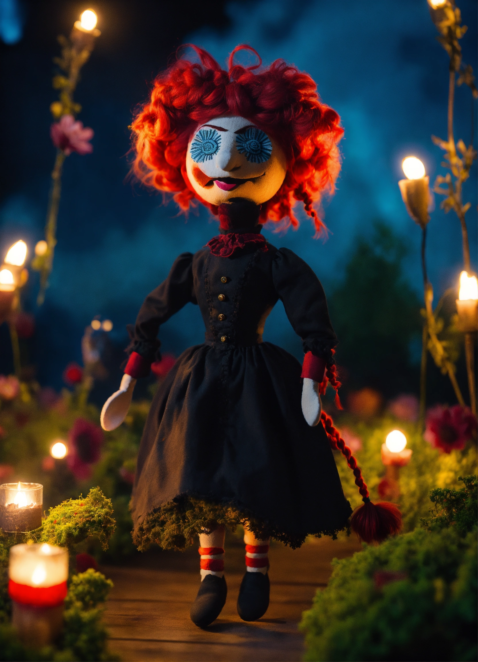 Lexica - One wooden puppets, a red-haired monster l with braids, happy ...