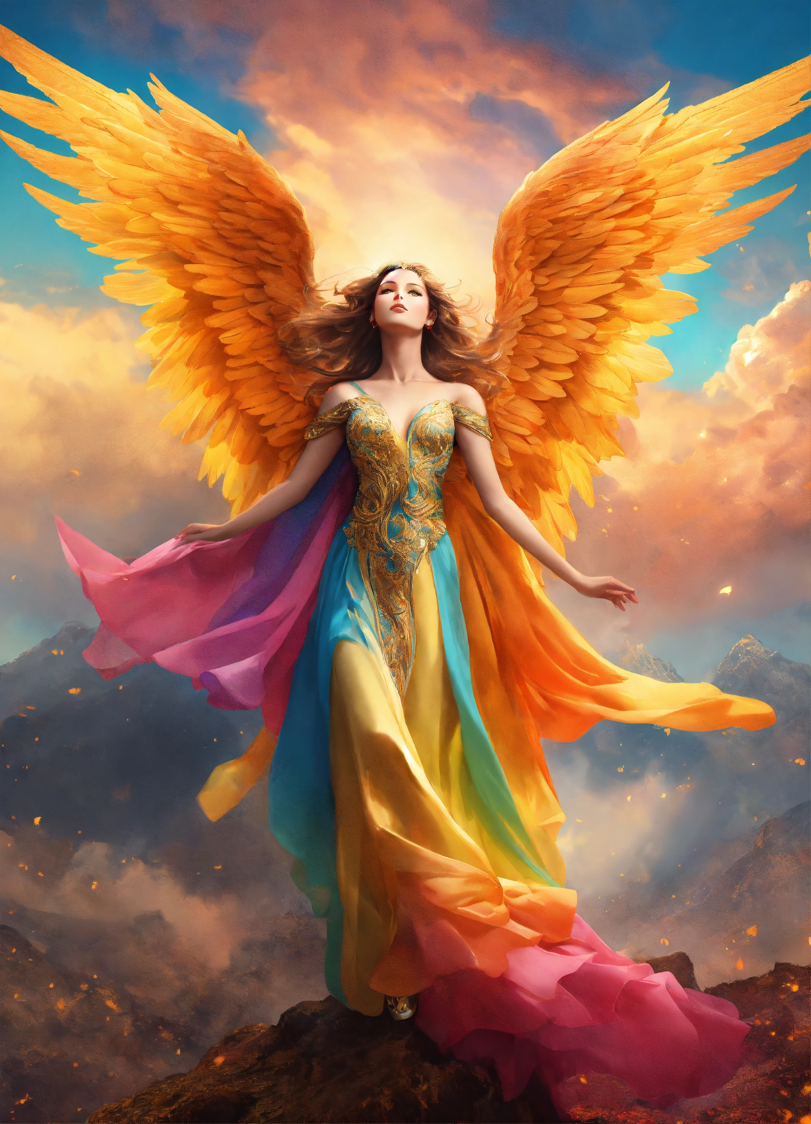Lexica - Female angels and male angels flying in the sky, beautiful ...