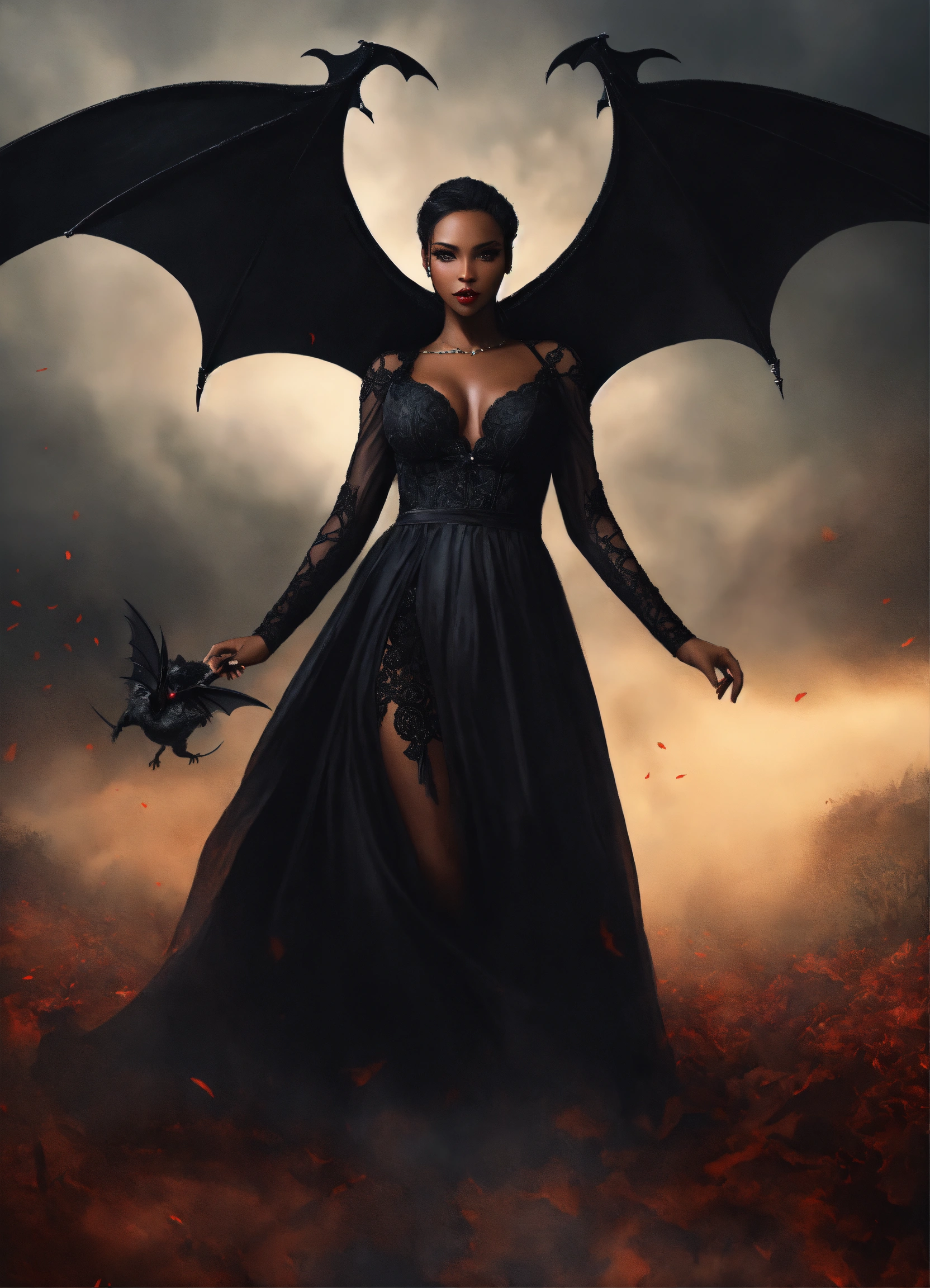 Lexica - Full body evil black vampire woman with dark brown skin ...