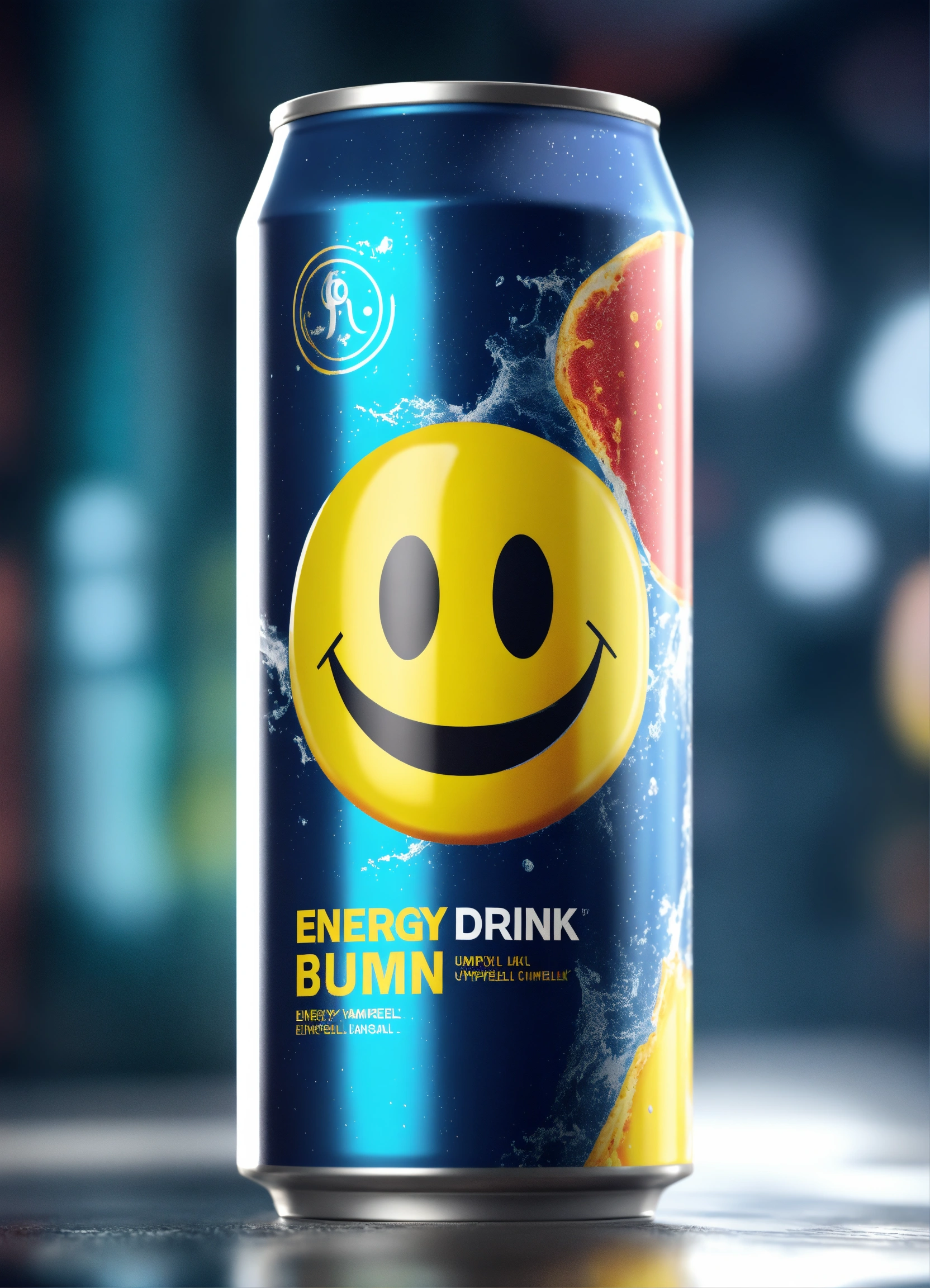 Lexica - Energy drink can with a smiley face on the label, 4k render ...