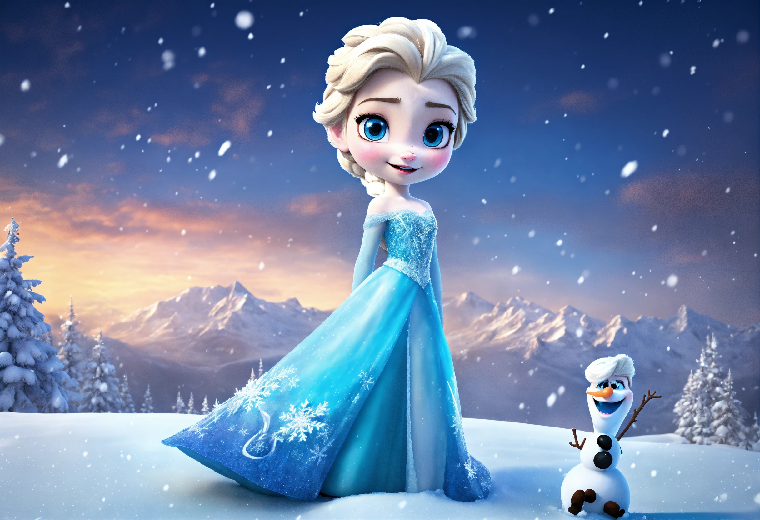 Lexica - Chibi Princess ELSA Frozen Disney, standing on top of the text ...