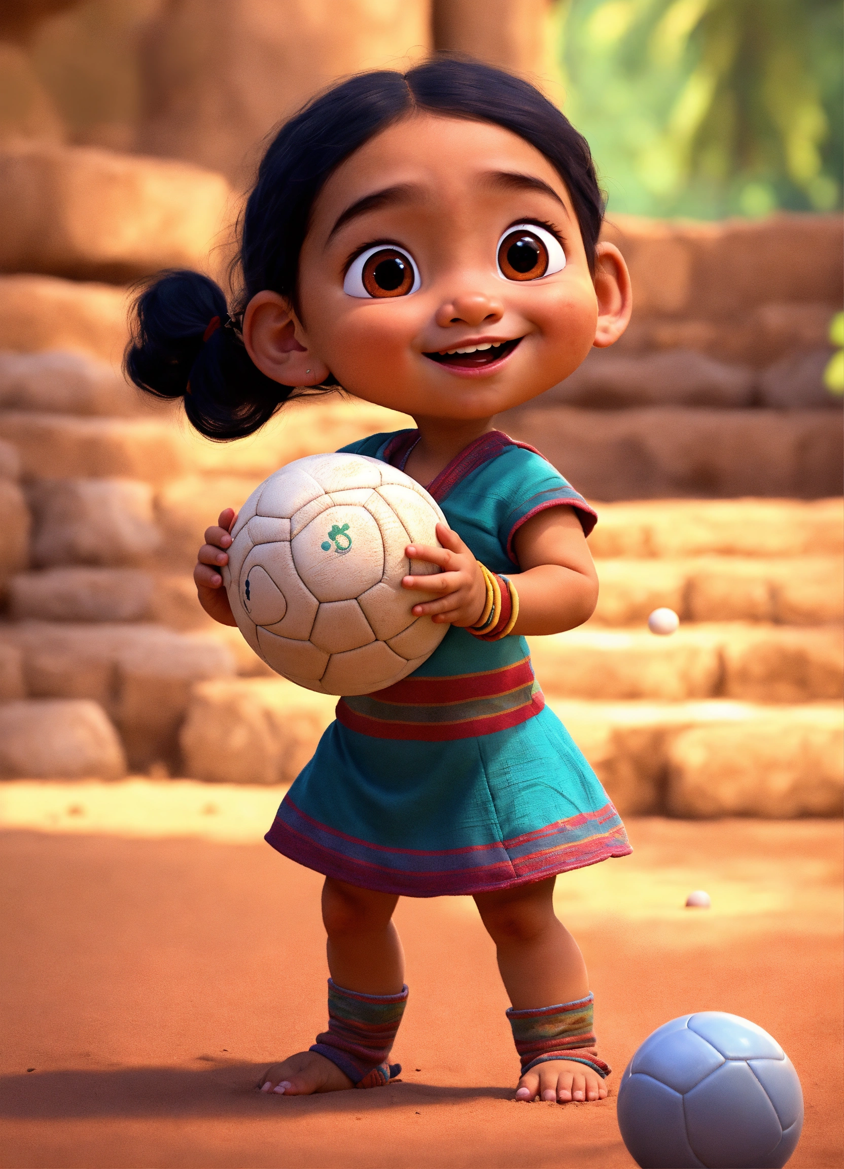 Lexica - Pixar animation of a baby mayan girl playing the ball game ...