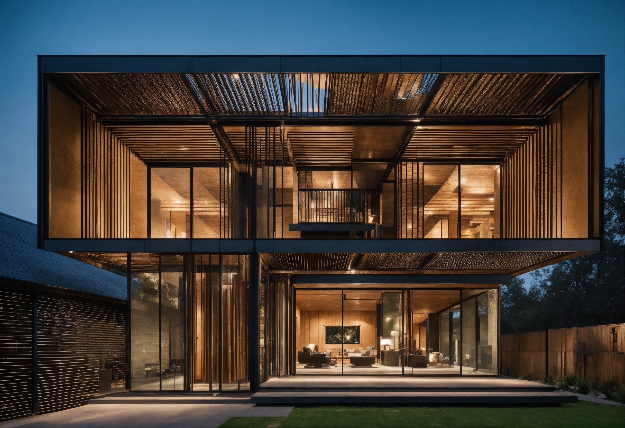 Lexica - Geometric and symmetrical steel house architecture.