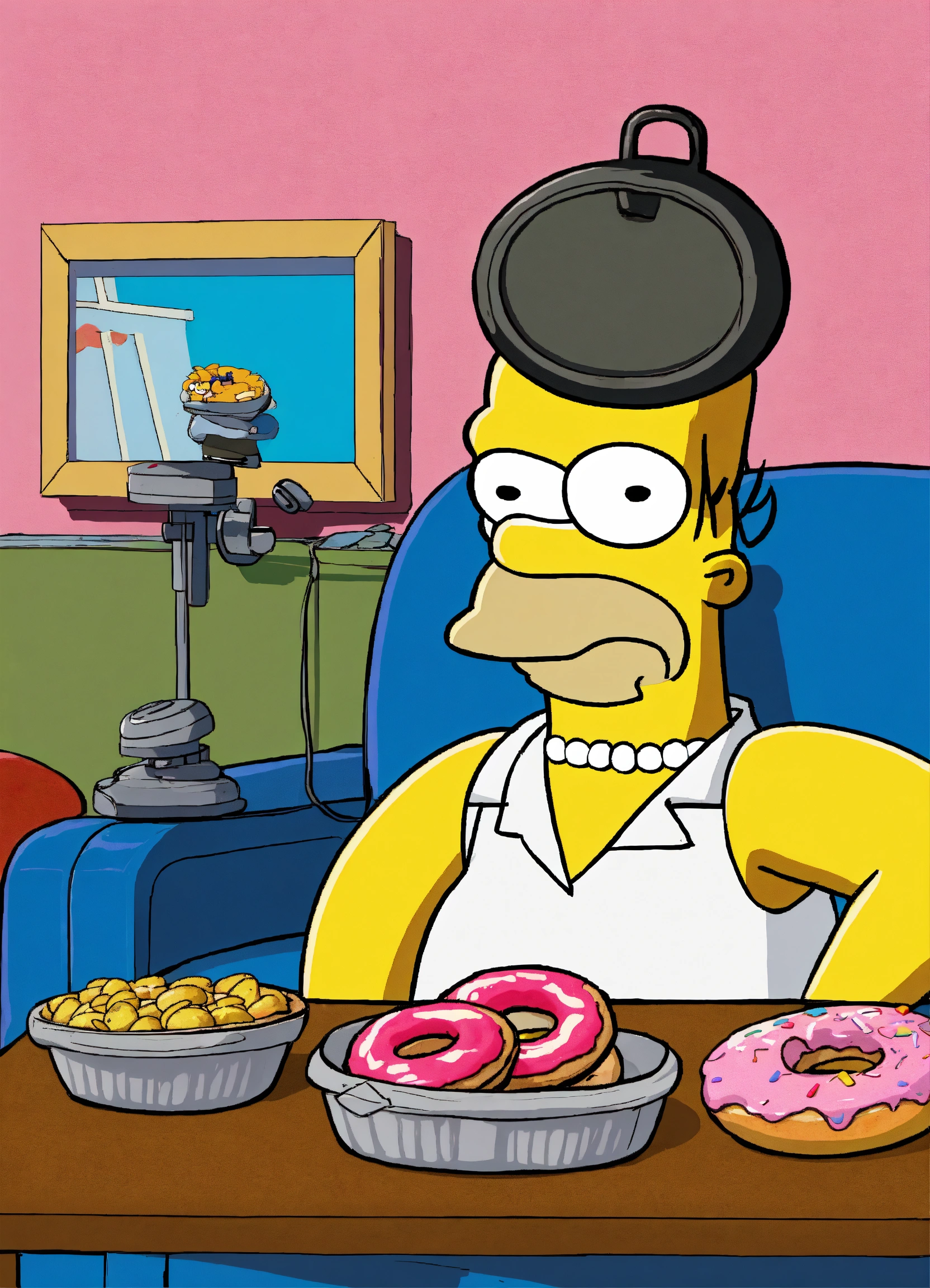 Lexica - Homer simpson frowning and looking at Marge. Marge is holding ...