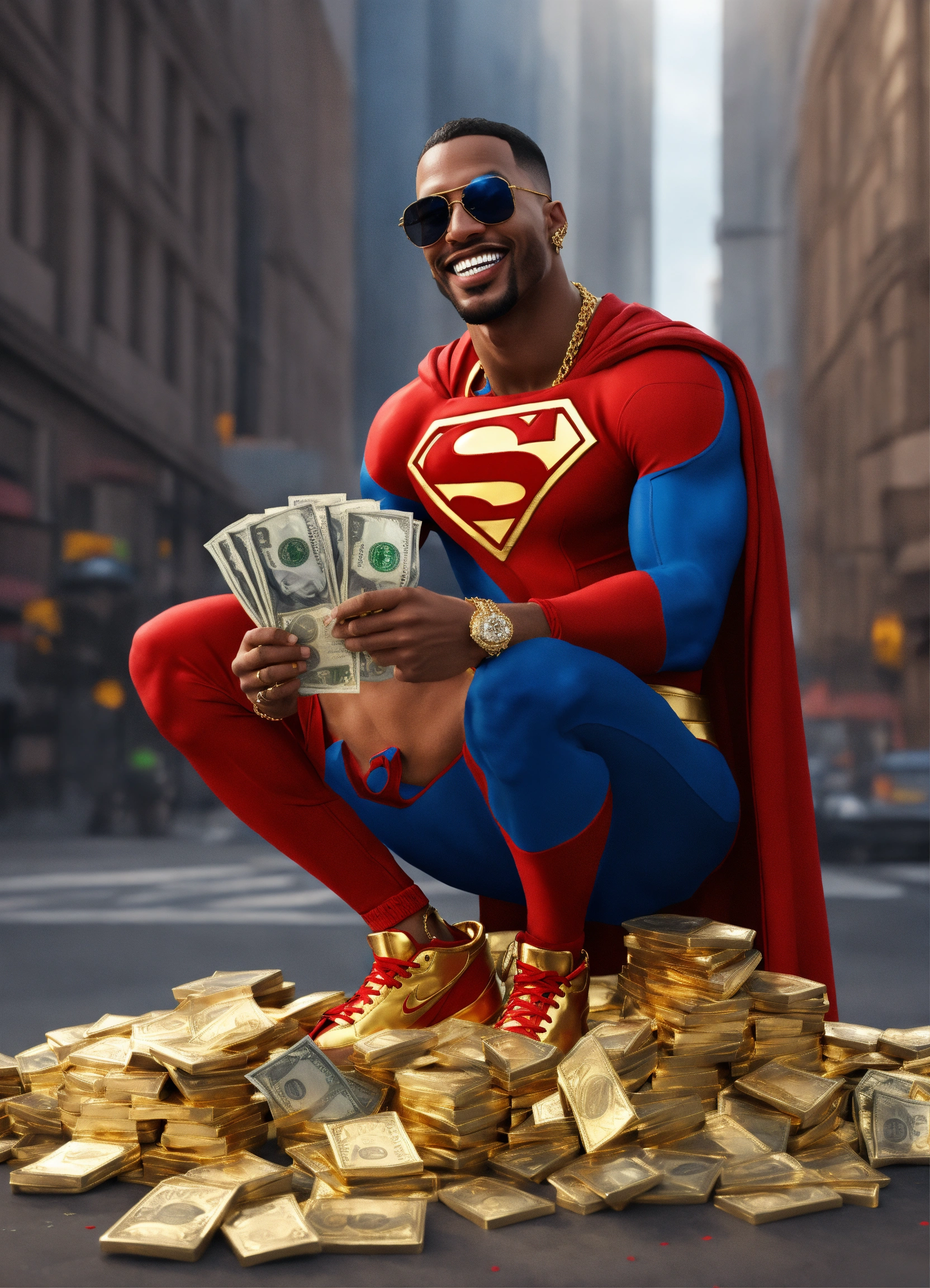 Lexica - Superman in Balenciaga outfit and diamonds gold teeth grill ...