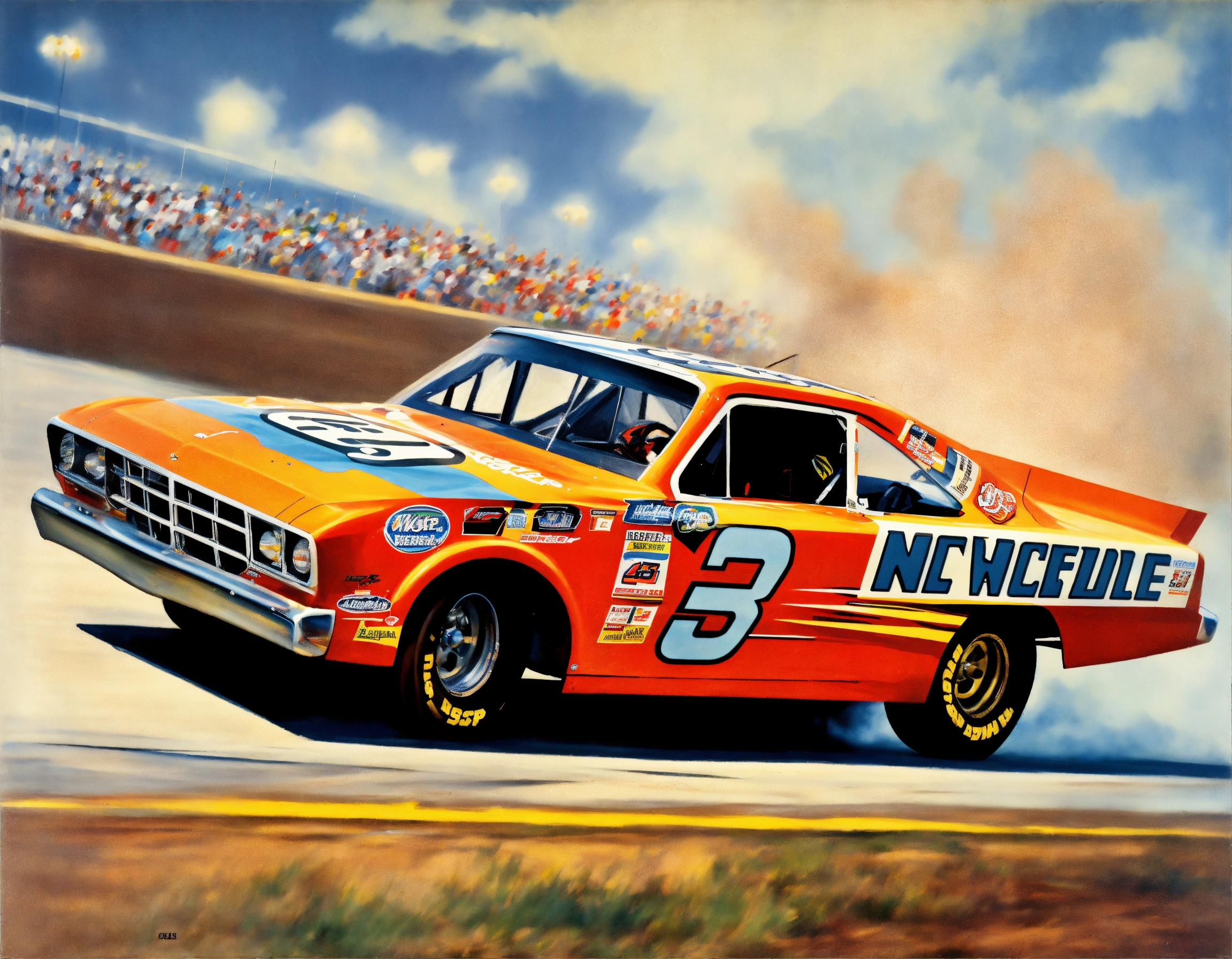 Lexica - NASCAR VEHICHLES RACING TOWARDS VIEWER, vintage painted ...