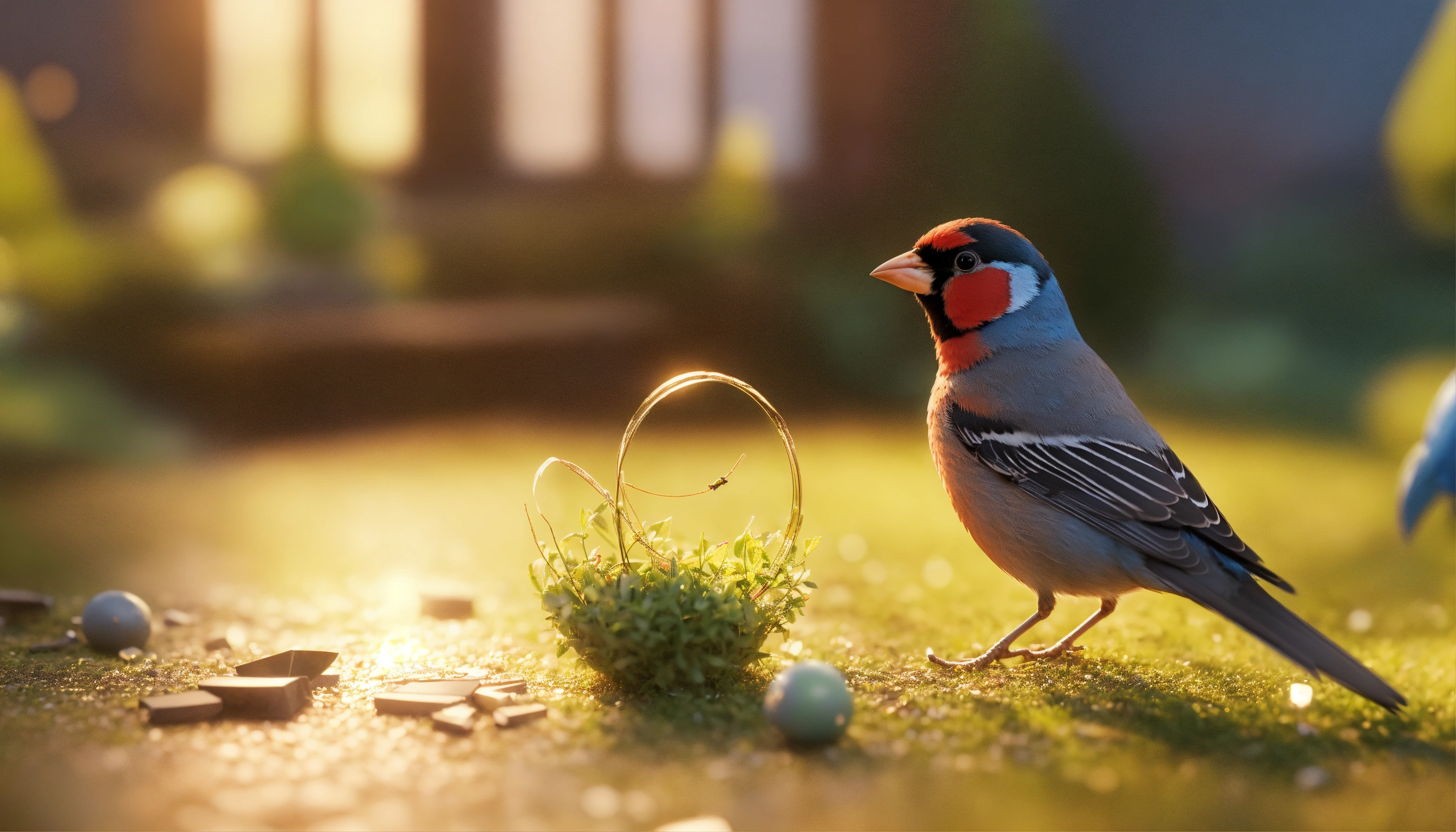 Lexica - ""Generate a scene where a tiny finch suggests an equal ...