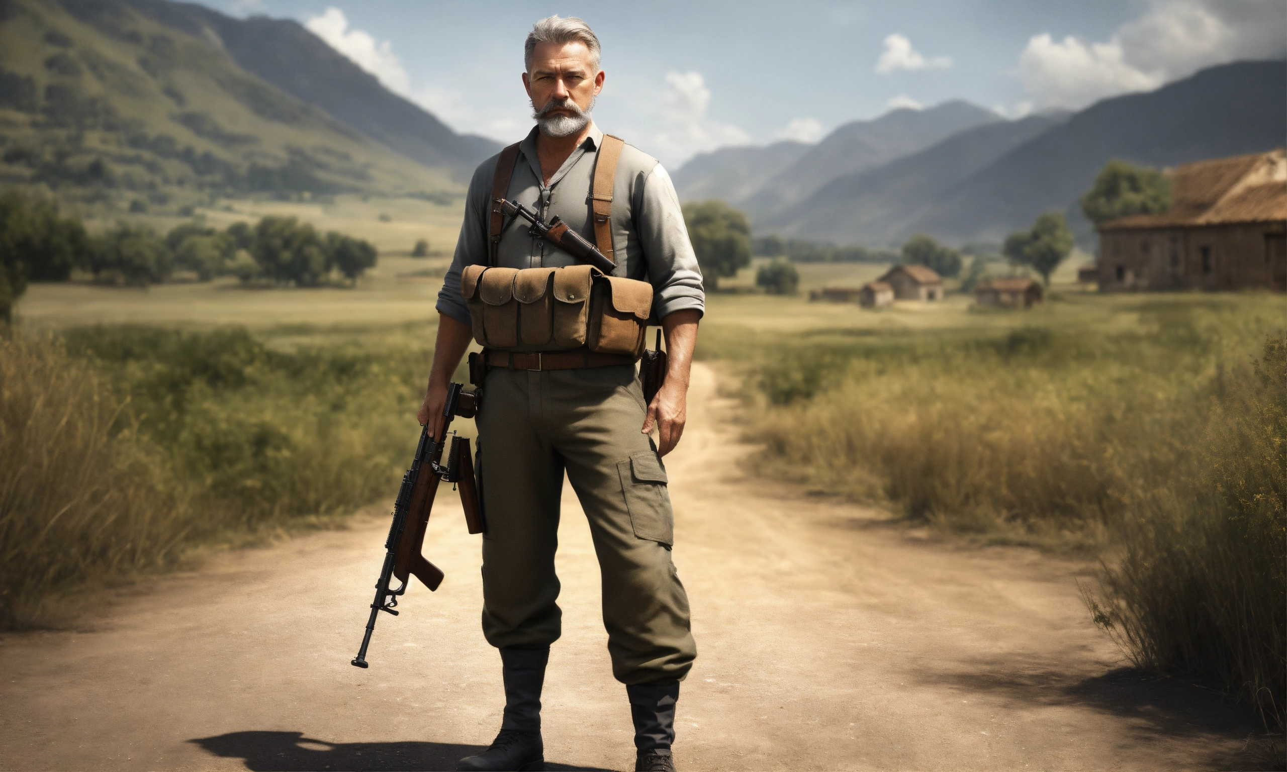 Lexica - 1940s german mercenary with a plain t shirt and cargo pants in ...