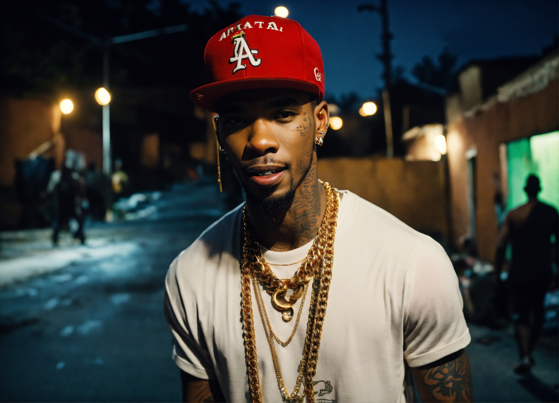 Lexica - Full body shot of rapper "Slim Dunkin" walking down a Atlanta ...