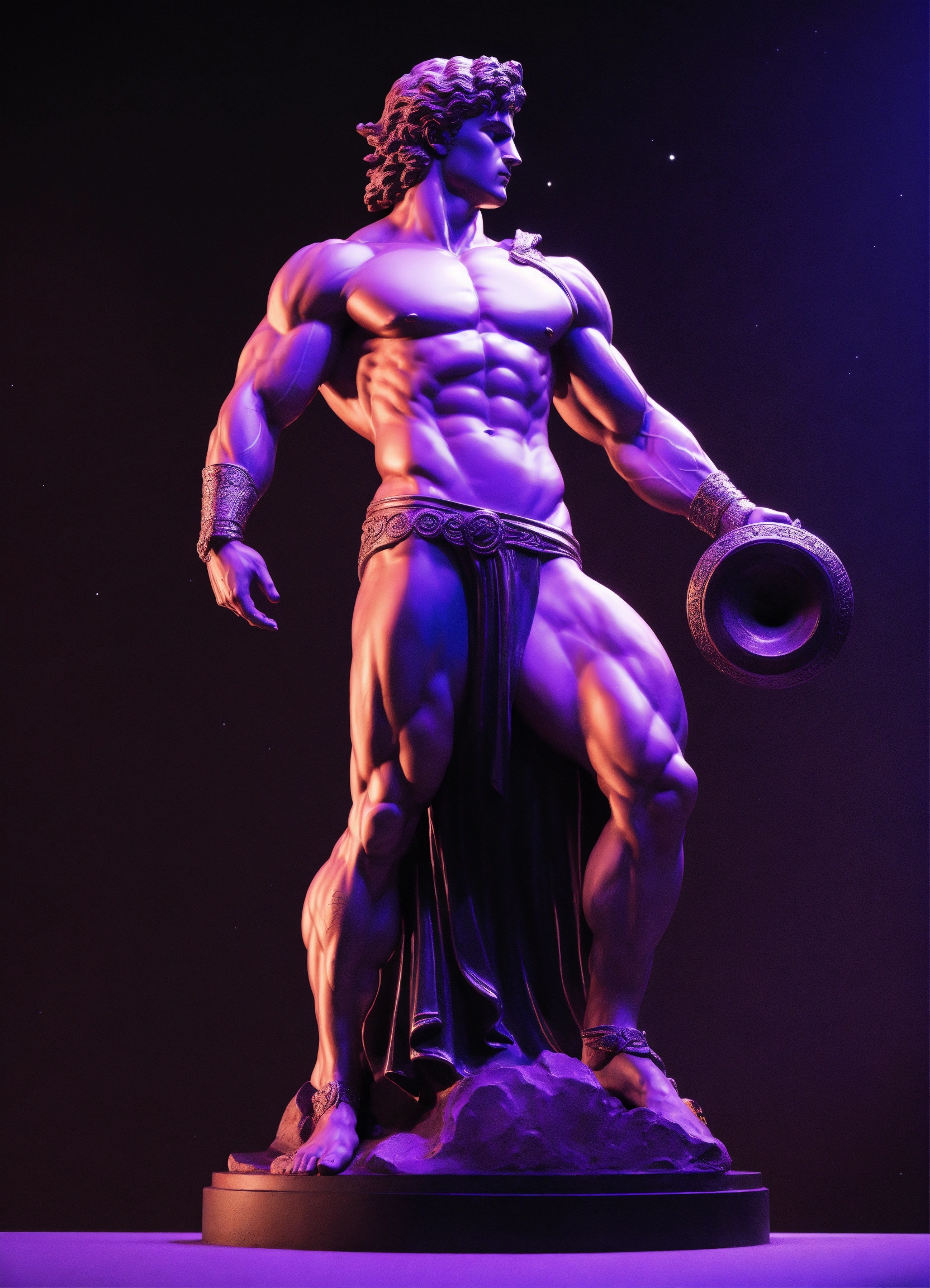 Lexica - A Statue from a muscular Greek god Statue with a wavey middel ...
