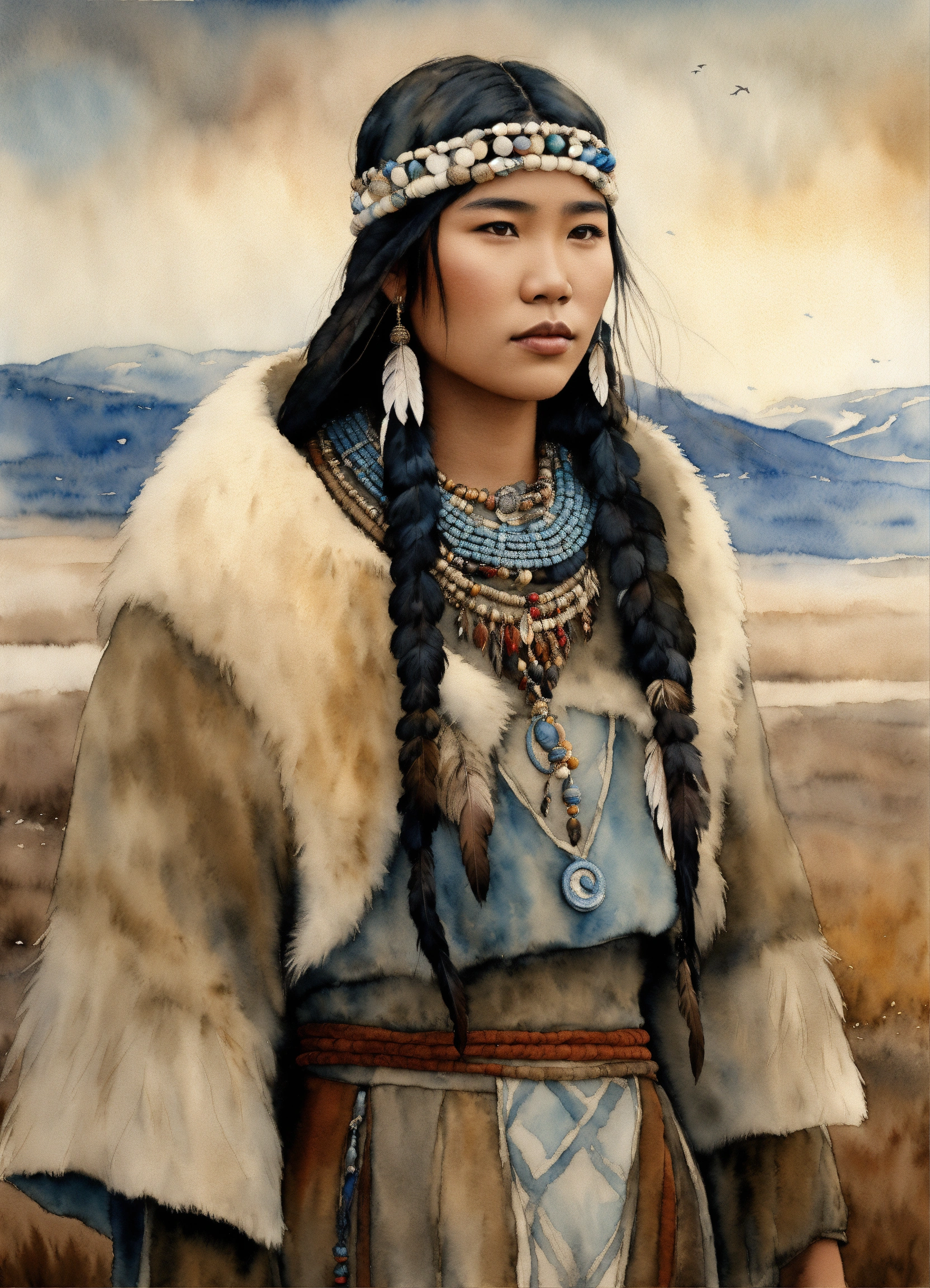 Lexica - Full body Illustration of an inuit woman, young, 18 years old ...