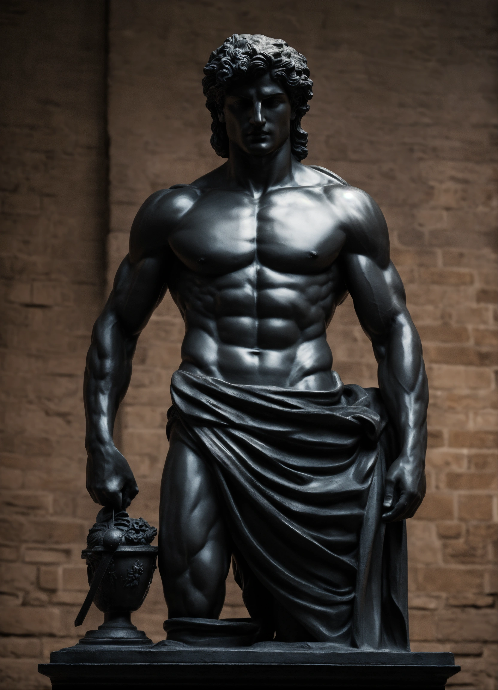 Lexica - A statue of a muscular greek god with middelparting hair in ...