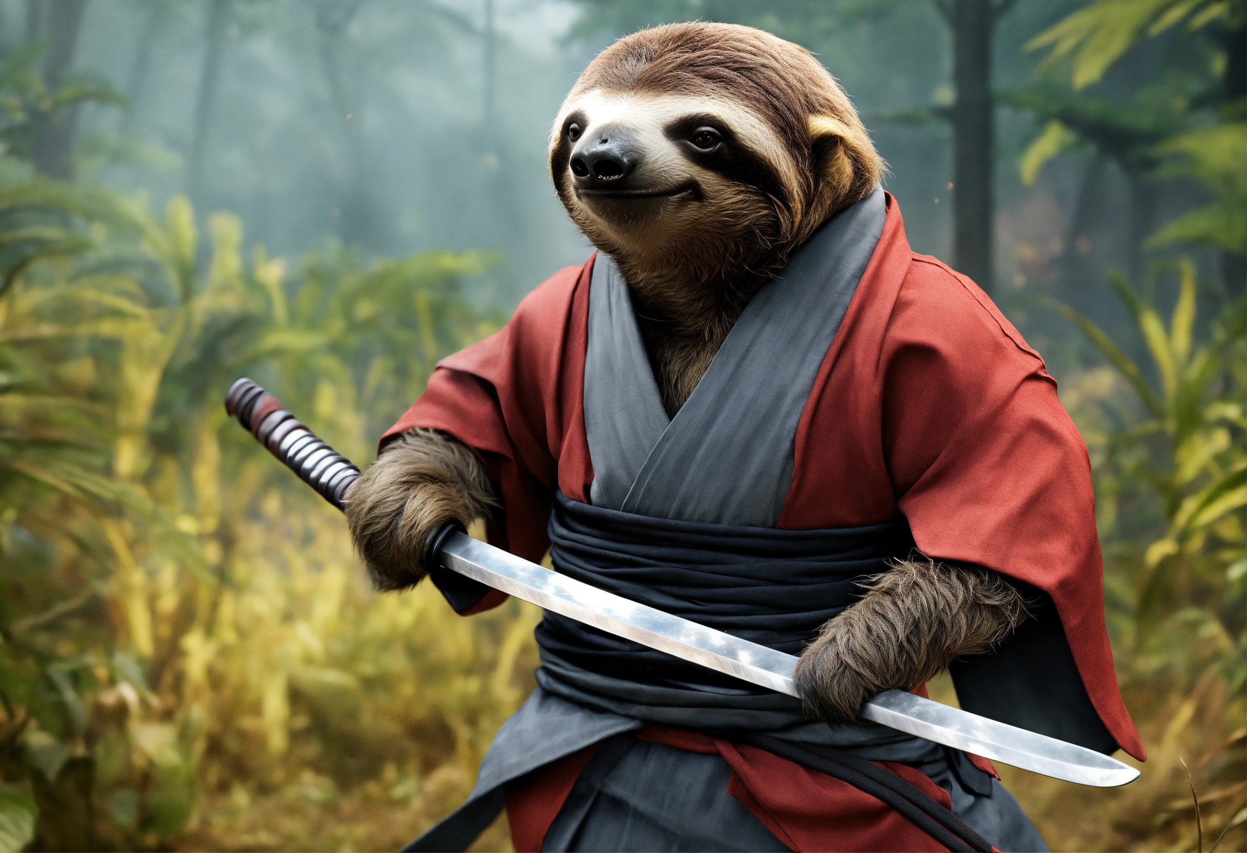 Lexica - Sloth samurai. battlefield. hyper realistic.