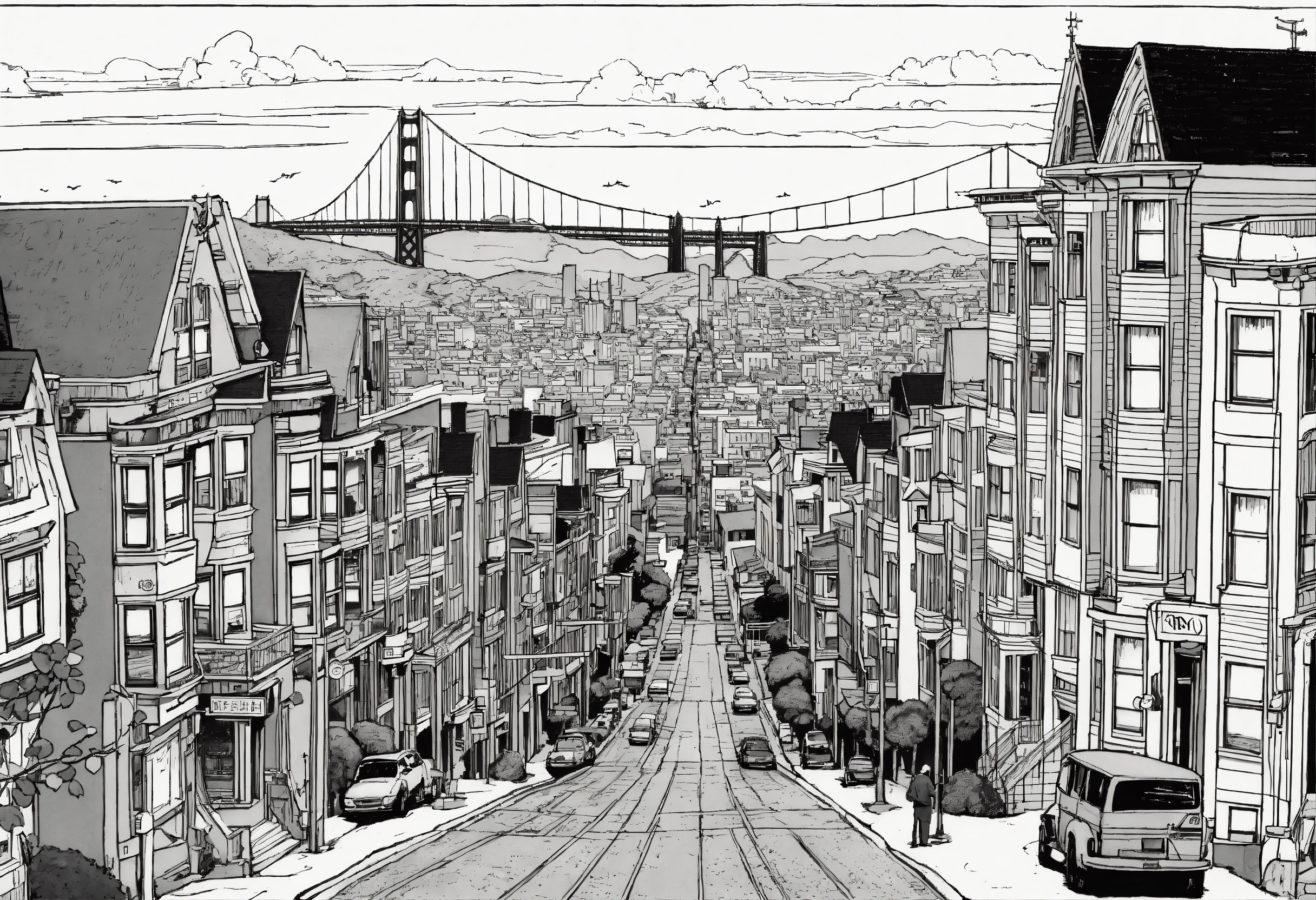 Lexica - Beautiful San Francisco, illustrated by hedge, style of tin ...