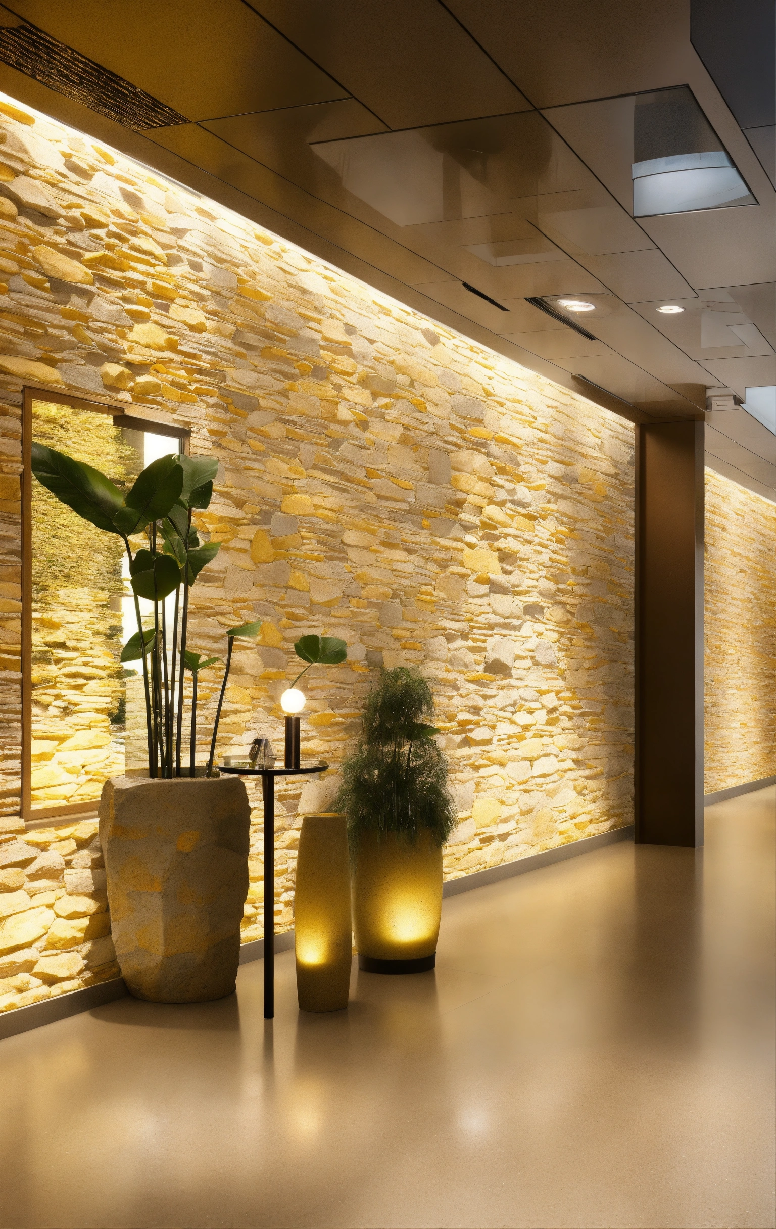 Lexica - Airport corridor, one side of the corridor full height glass ...