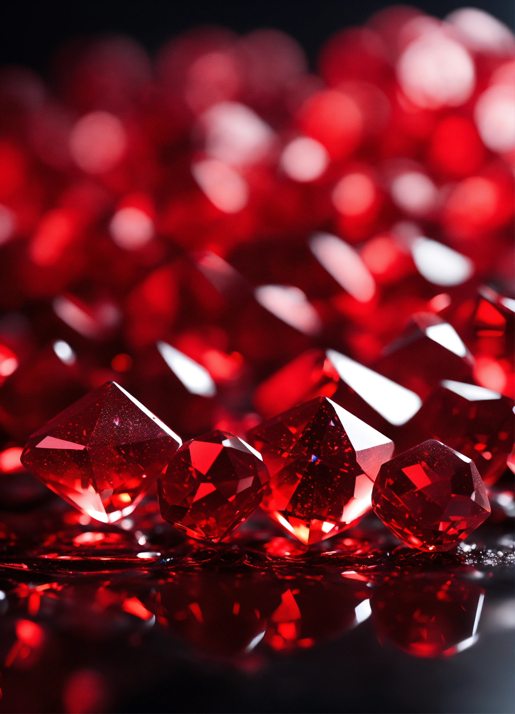 Lexica - Hyper realistic red opaque sparkling crystals in air with ...