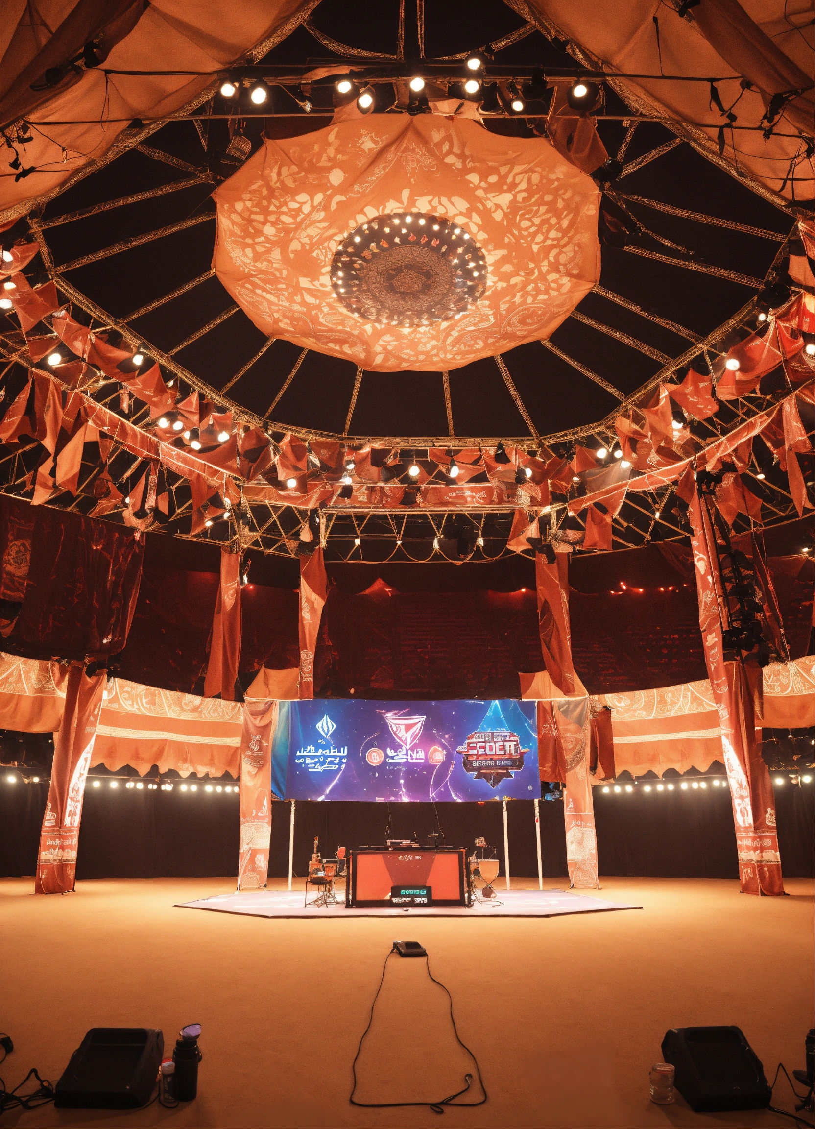 Lexica - Generate an image of a small esports venue's desert tent style ...