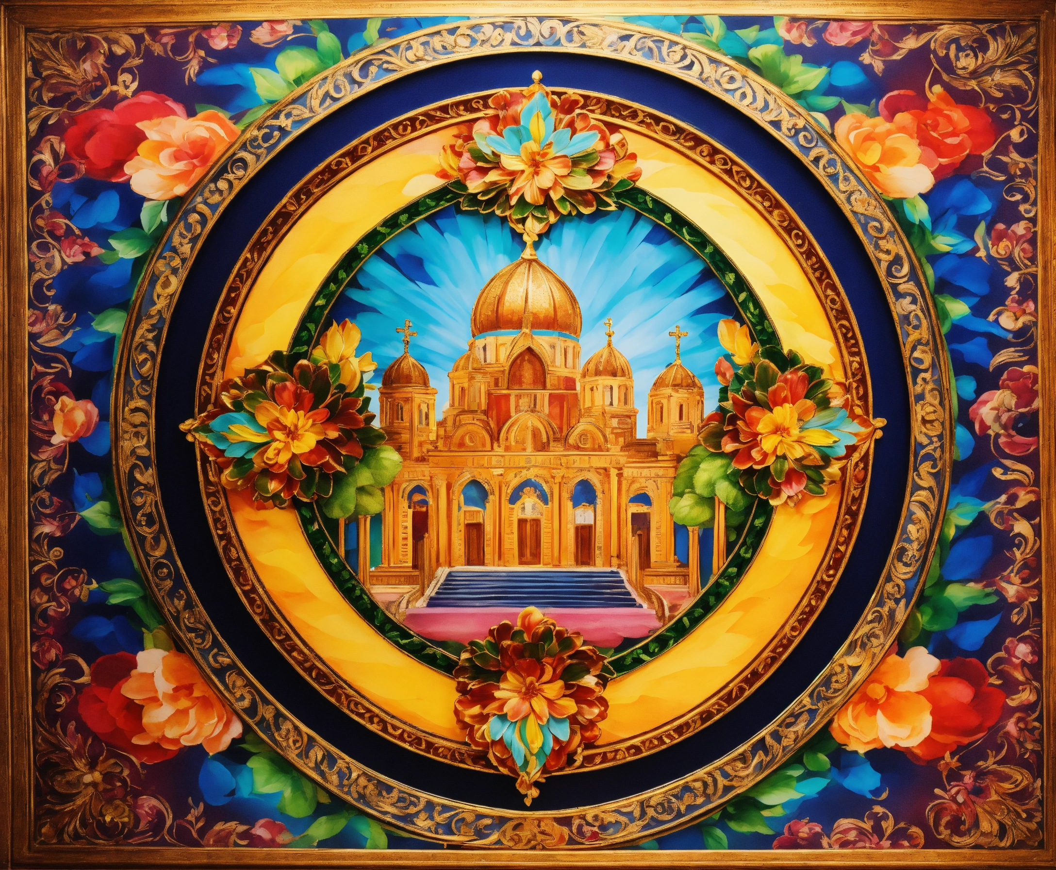 Lexica - Ornate religious backdrop and a colorful bright beautiful ...