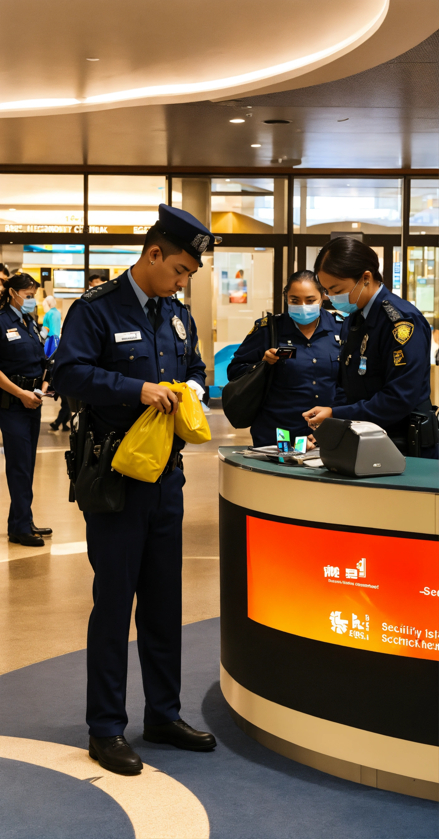 Lexica - Security officers strictly check visitors' bags and electronic ...