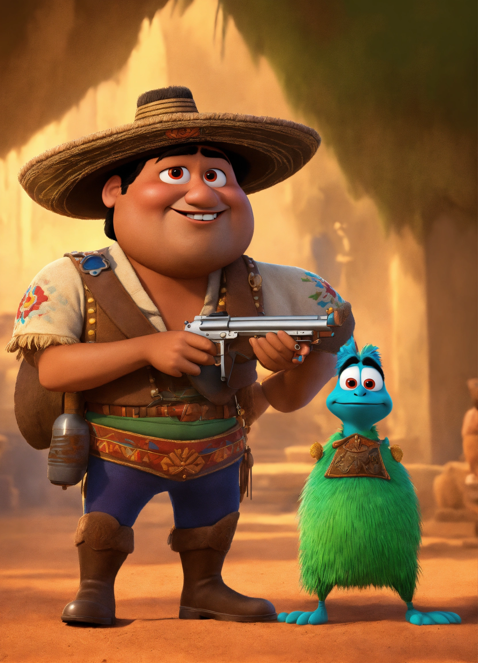 Lexica - Pixar animation of Hernan cortez with a gun, meeting moctezuma ...