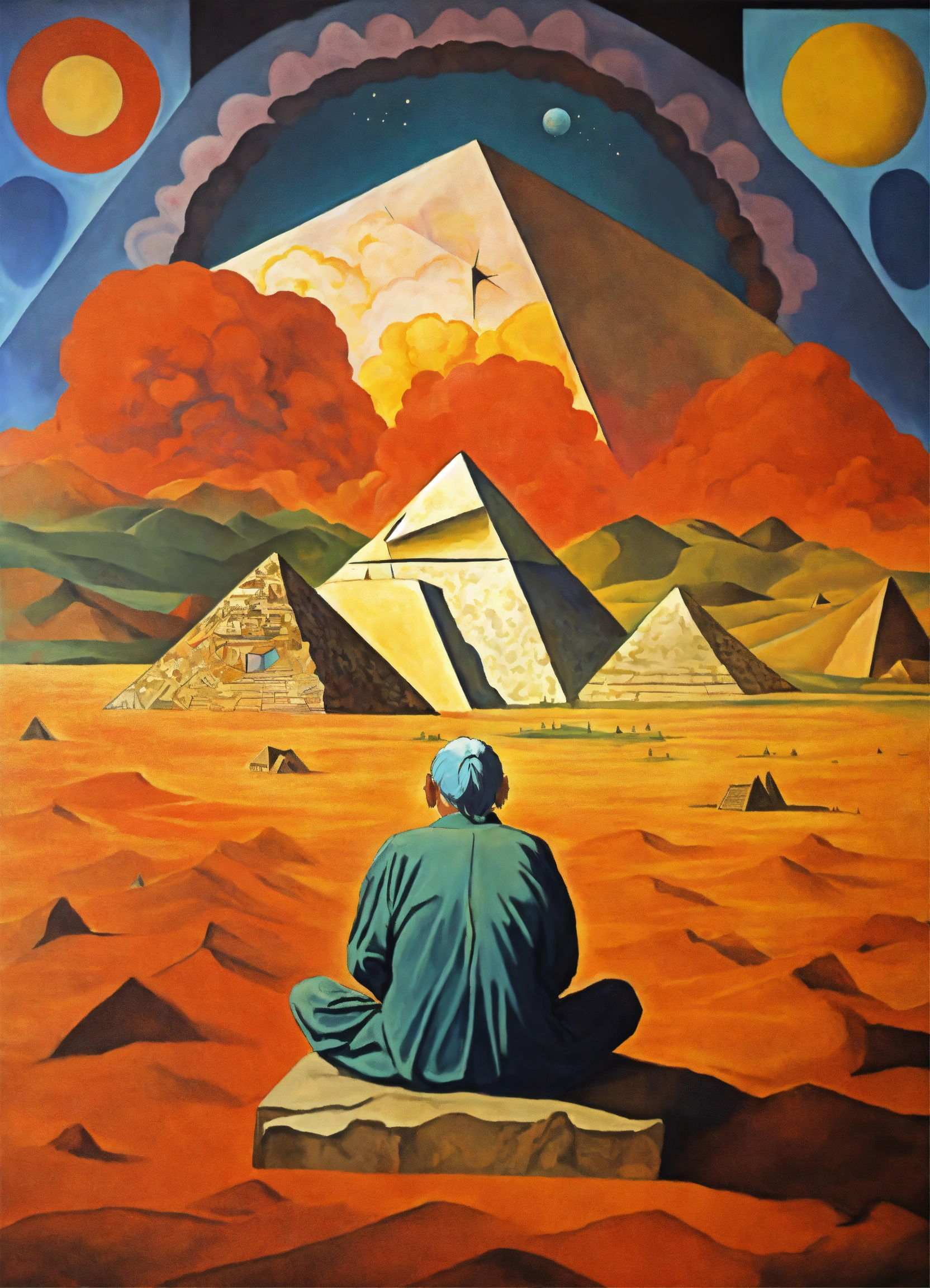 Lexica - Vintage poster hippie pablo picasso meditating seeing the ...