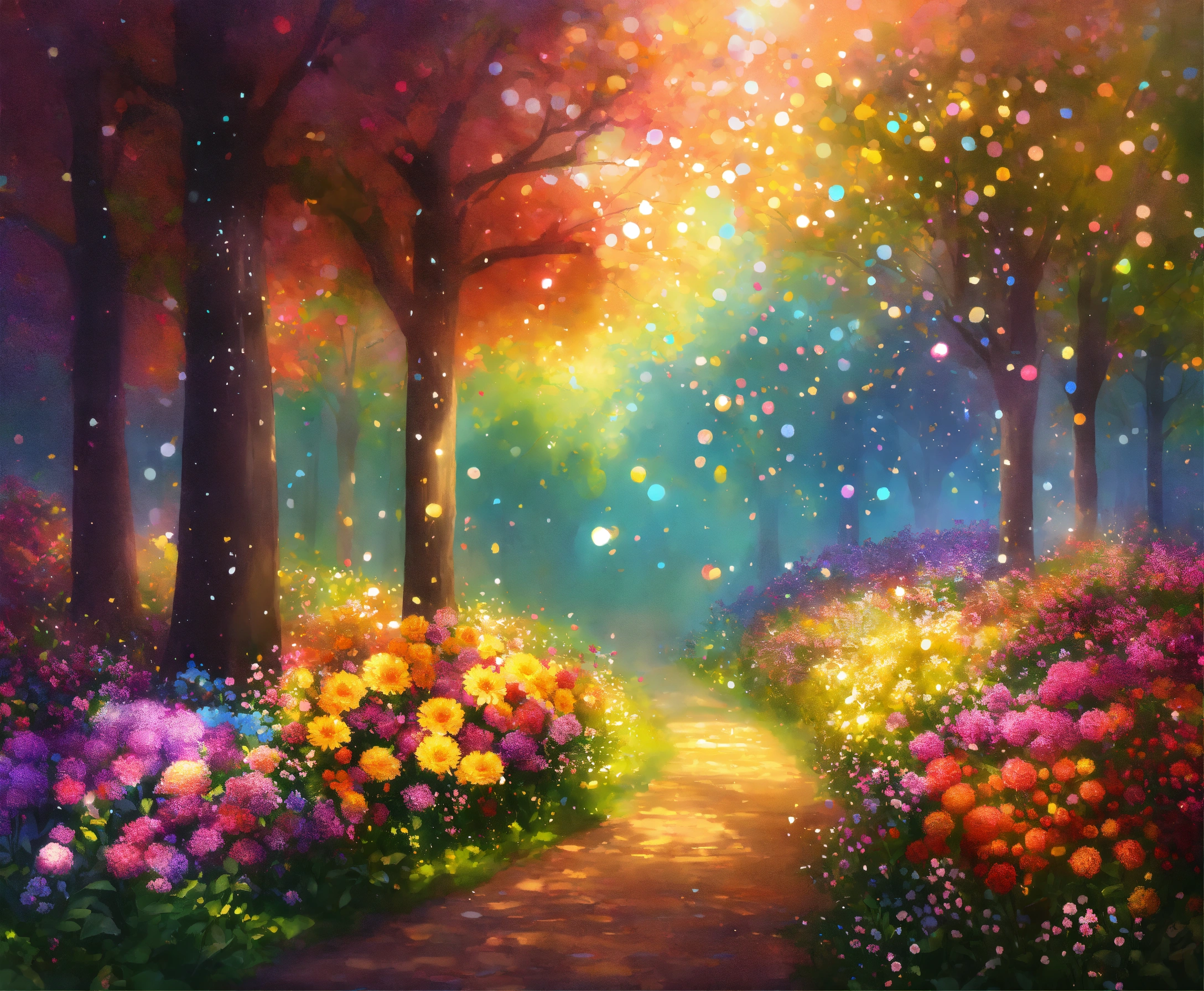 Lexica - Trees and flowers dancing waltz smooth light vivid dots