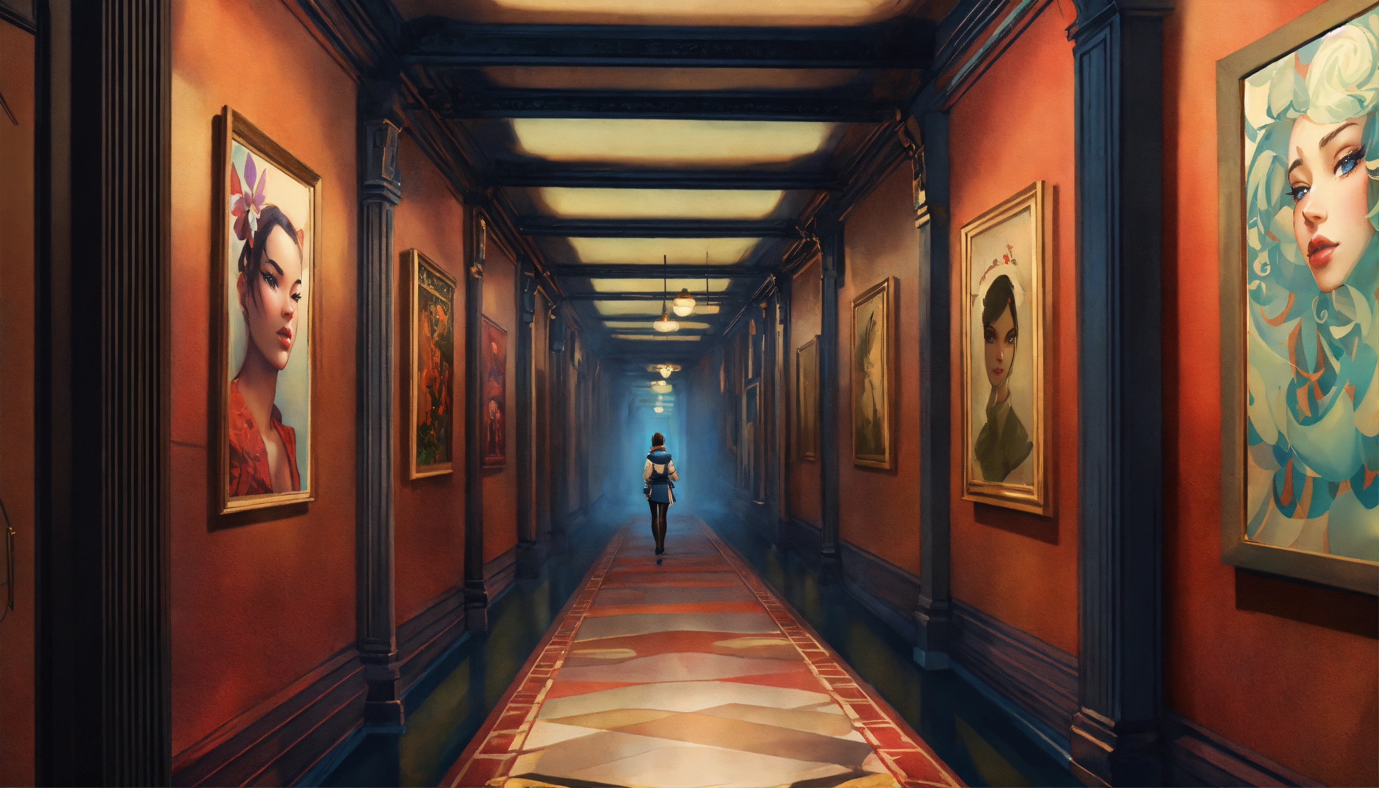 Lexica - A long dark corridor stretched, flanked by countless doors on ...