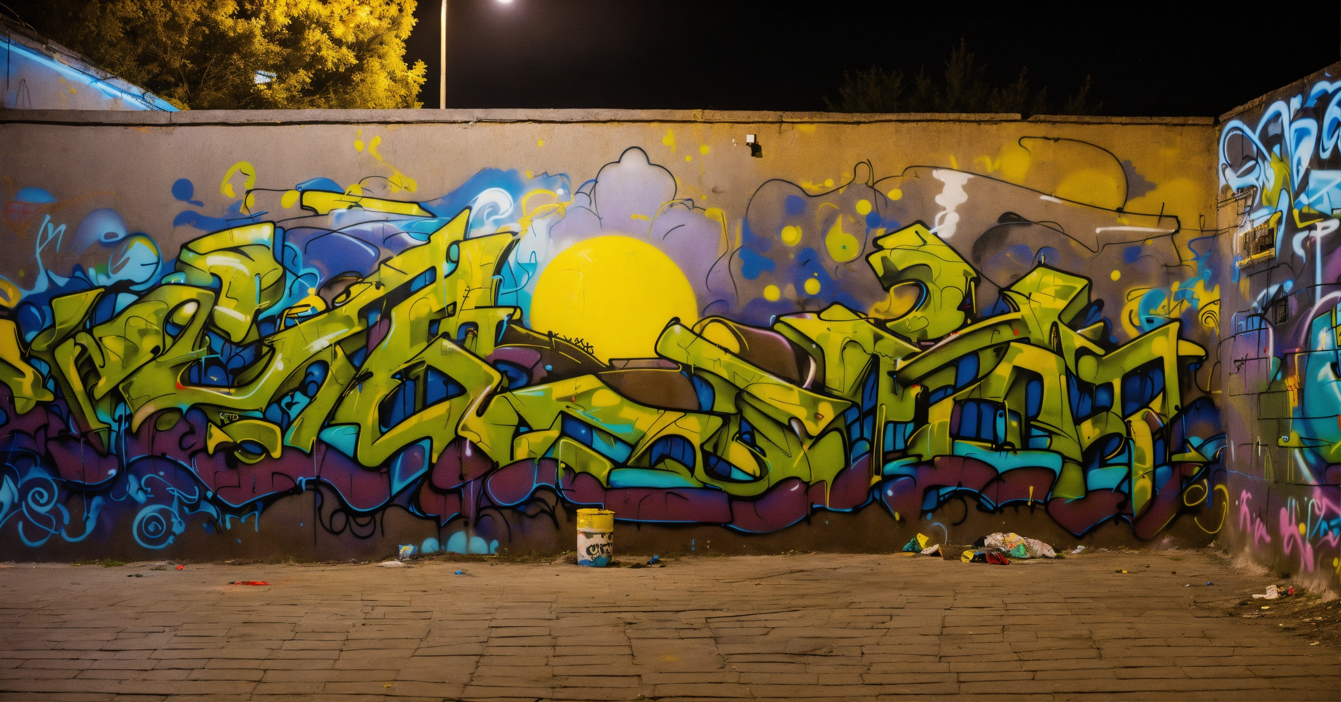 Lexica - Graffitt wall night dark moon street