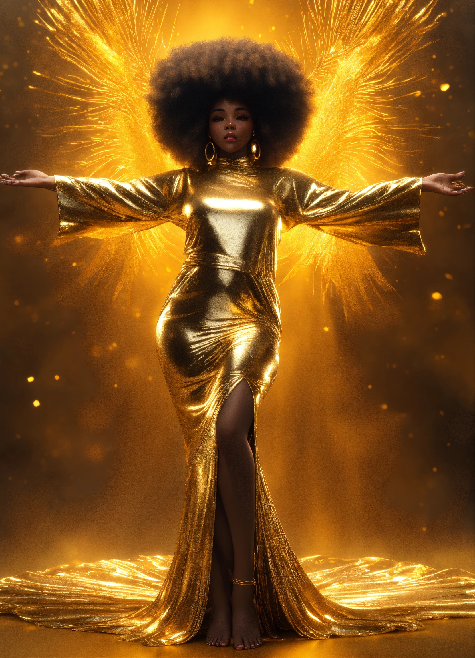 Lexica - 3d render of black woman with afro, full body shot, standing ...