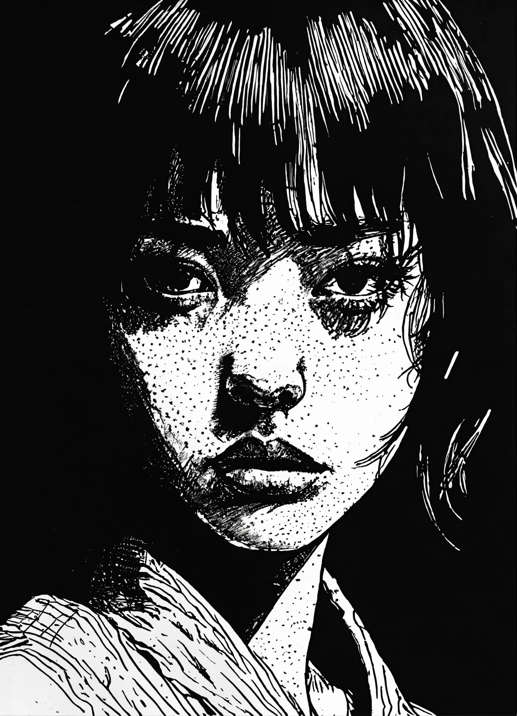 Lexica - Ink portrait of a yandere woman, by Apollonia Saintclair