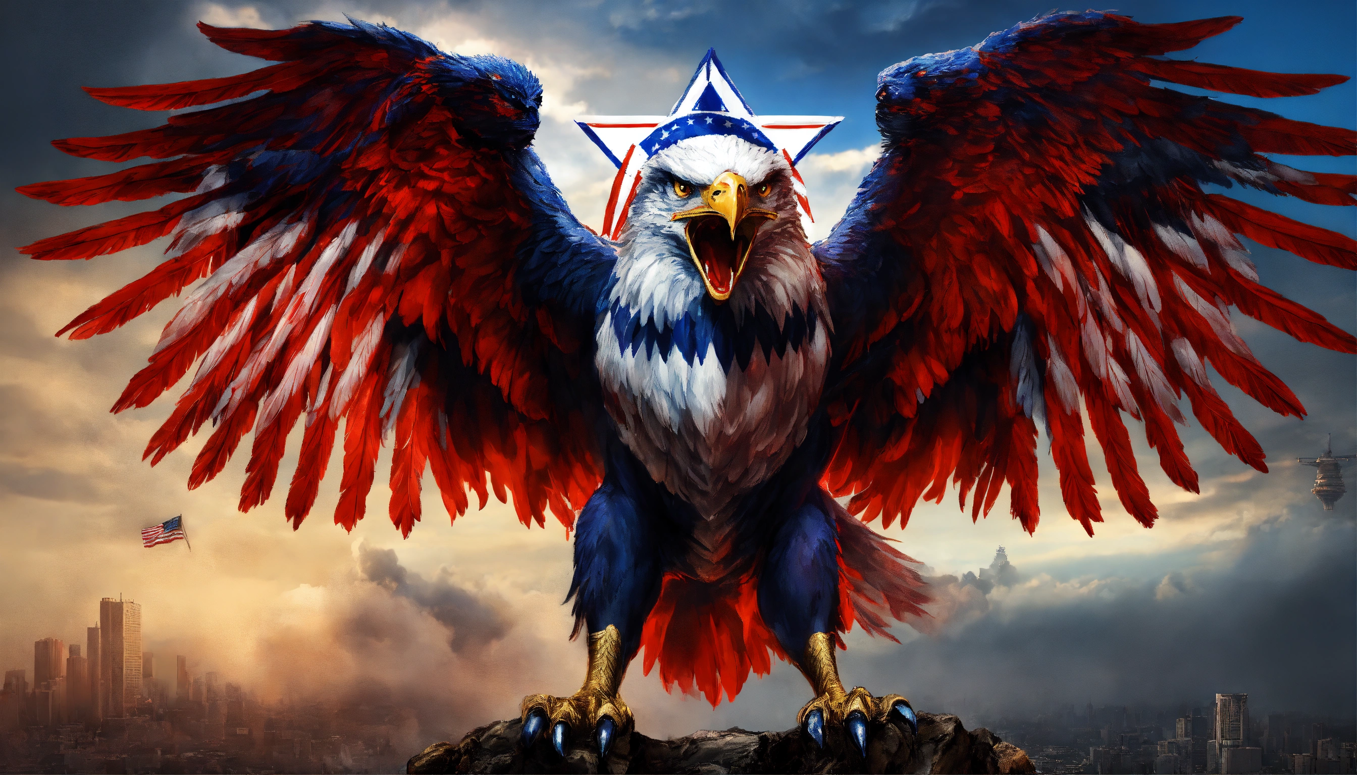 Lexica - Evil demonic Israel flag beast with an american eagle with red ...