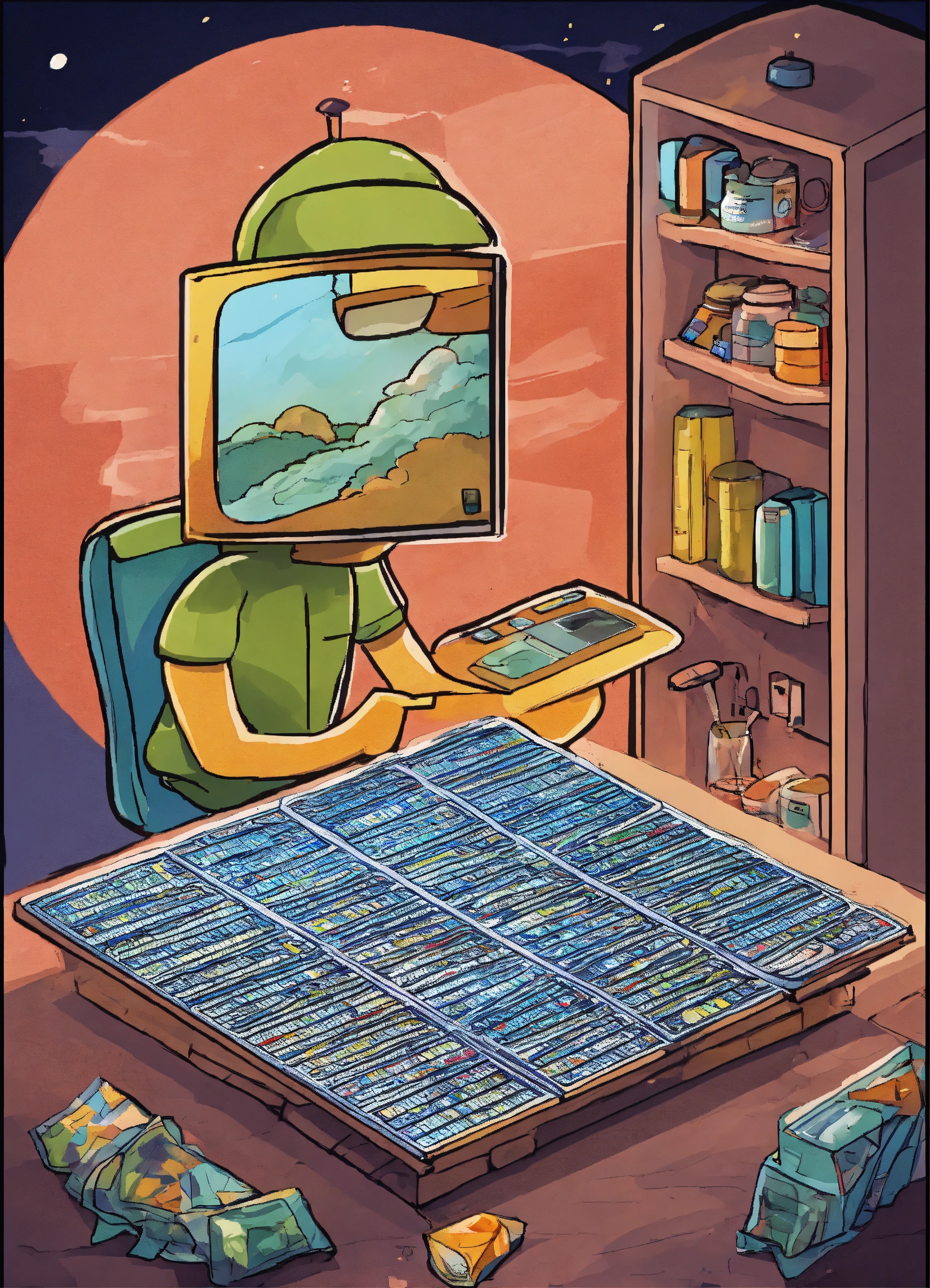 Lexica - Promotion for a silicon wafer. Hand-drawn cartoon.
