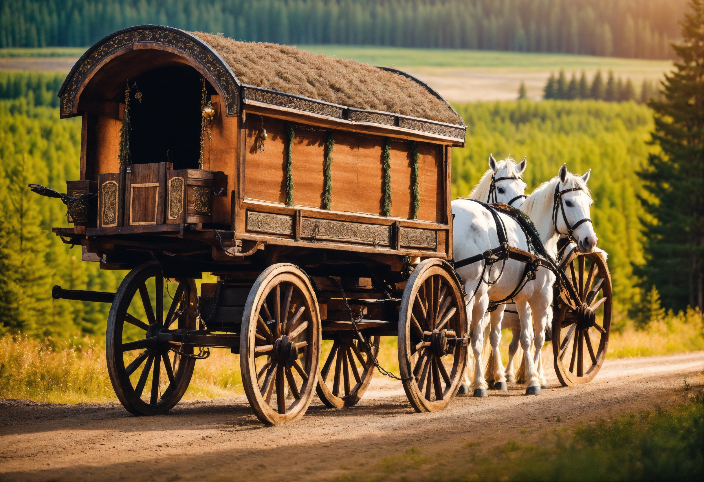 Lexica - Medieval magnificent box wagon of the traveling people made of ...