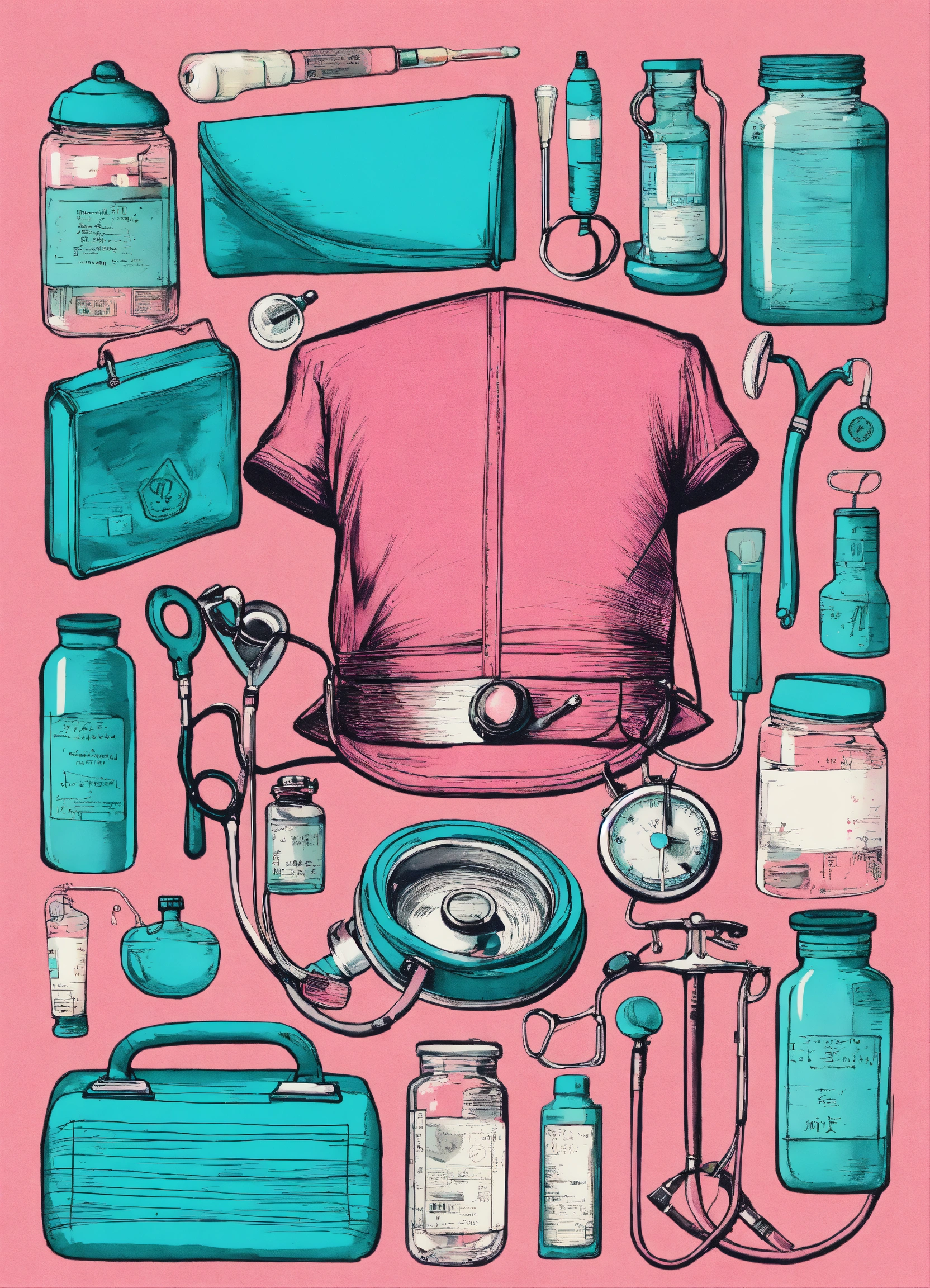 Lexica - Ink and Water Art Cartoonish, medical supplies and equipment ...